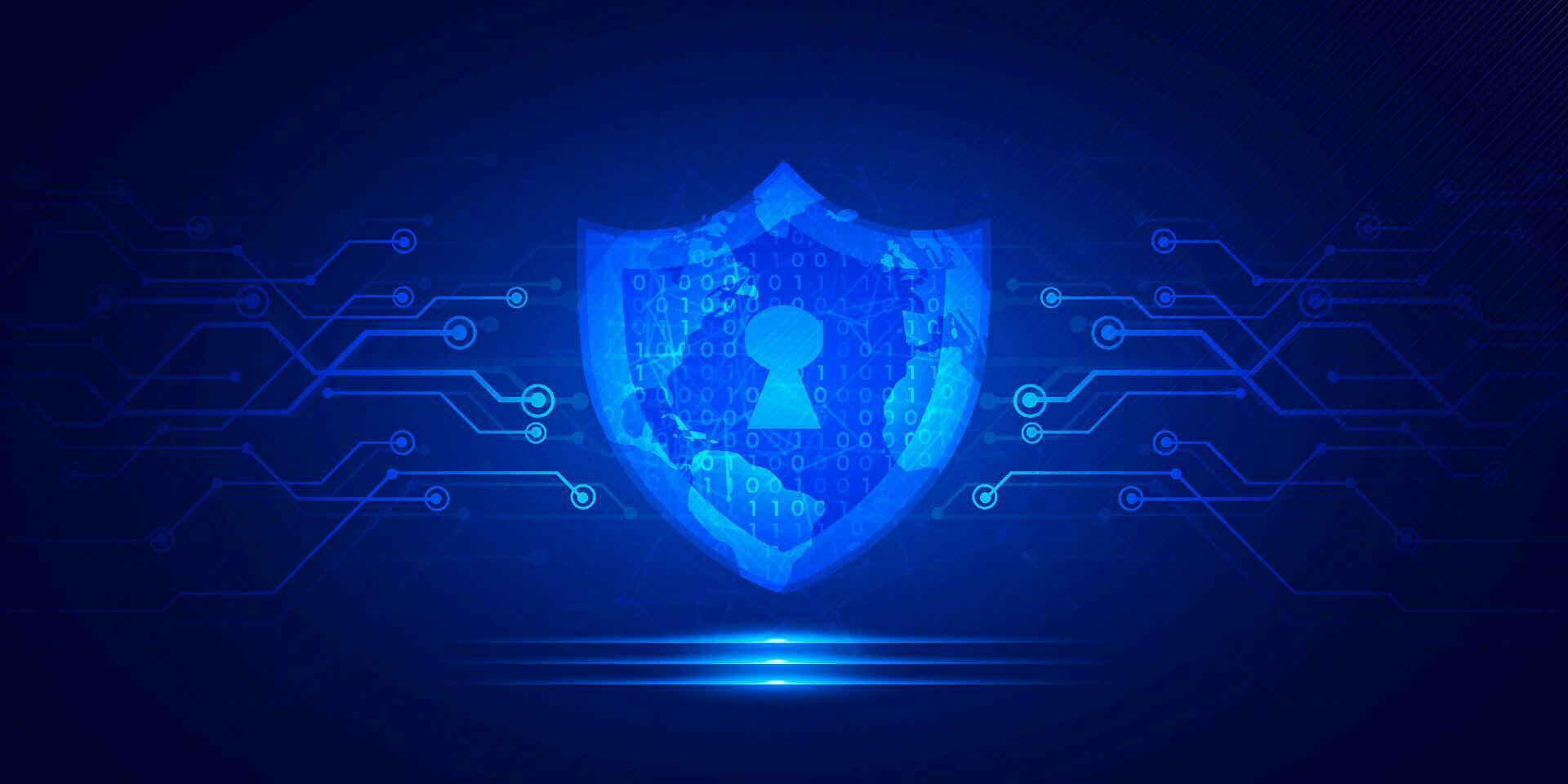 Abstract Digital Technology Futuristic Secure Key Lock Safe Blue