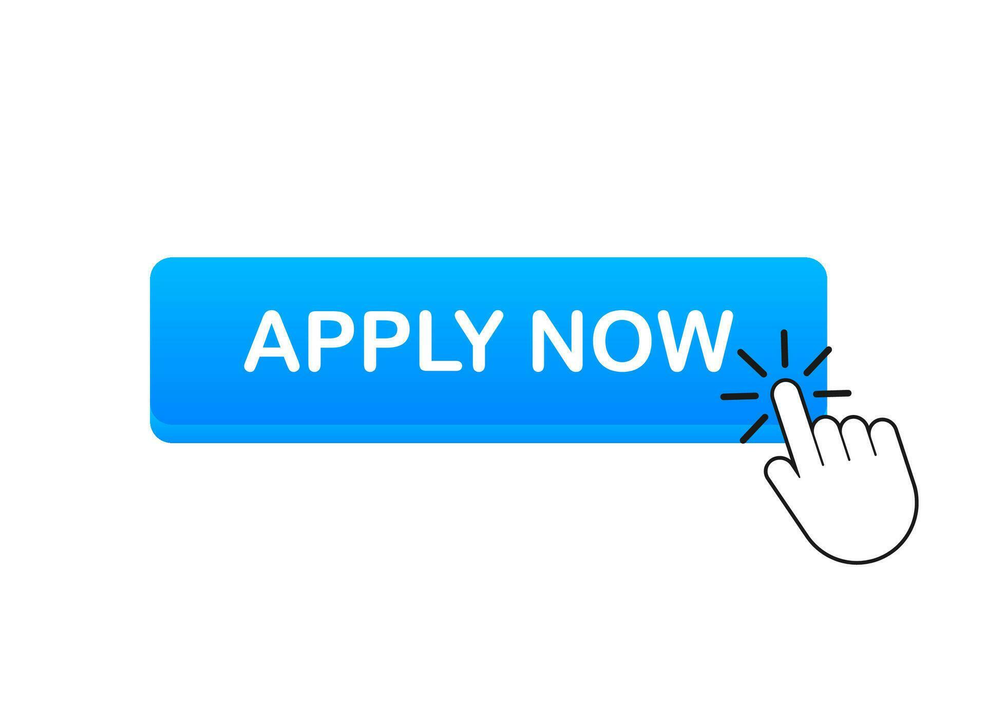 Apply now. Web banner. Arrow, cursor icon. Arrow vector icon. Hand click. Vector stock ...