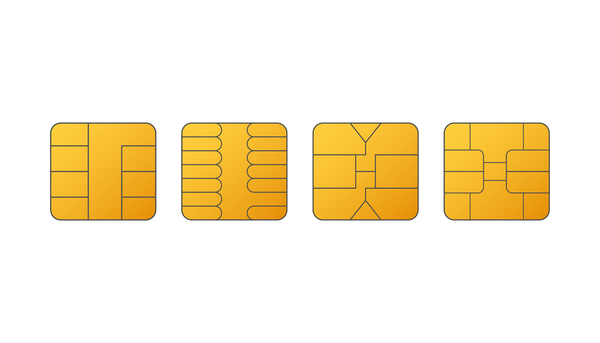 Mobile Cellular Phone Sim Card Chip Set Isolated On White Background Vector Stock Illustration