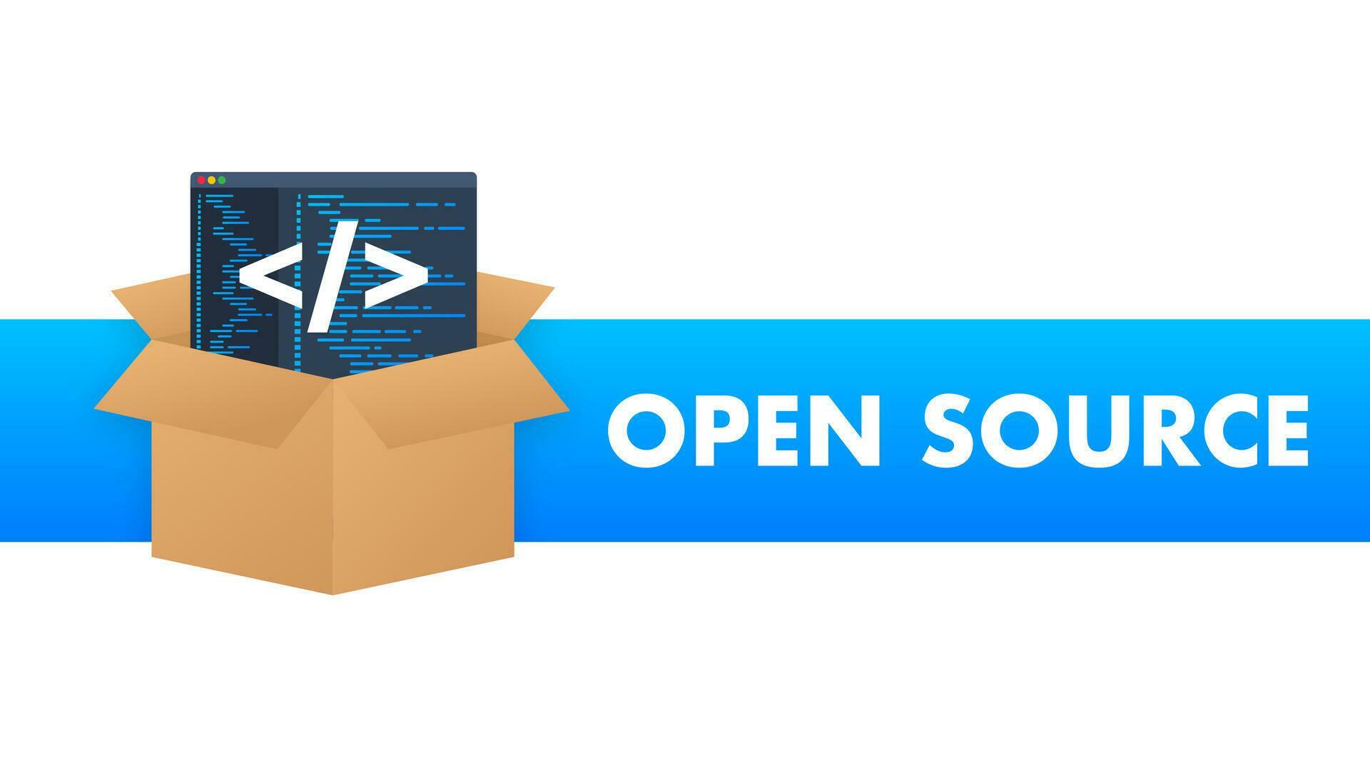 Software development and digital technology concept. Open source ...