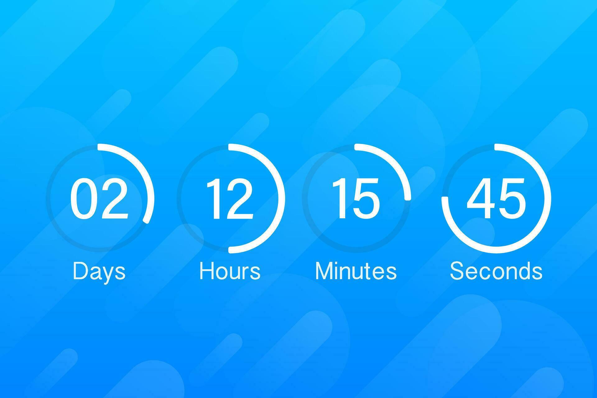 Countdown clock counter timer. UI app digital count down circle board ...