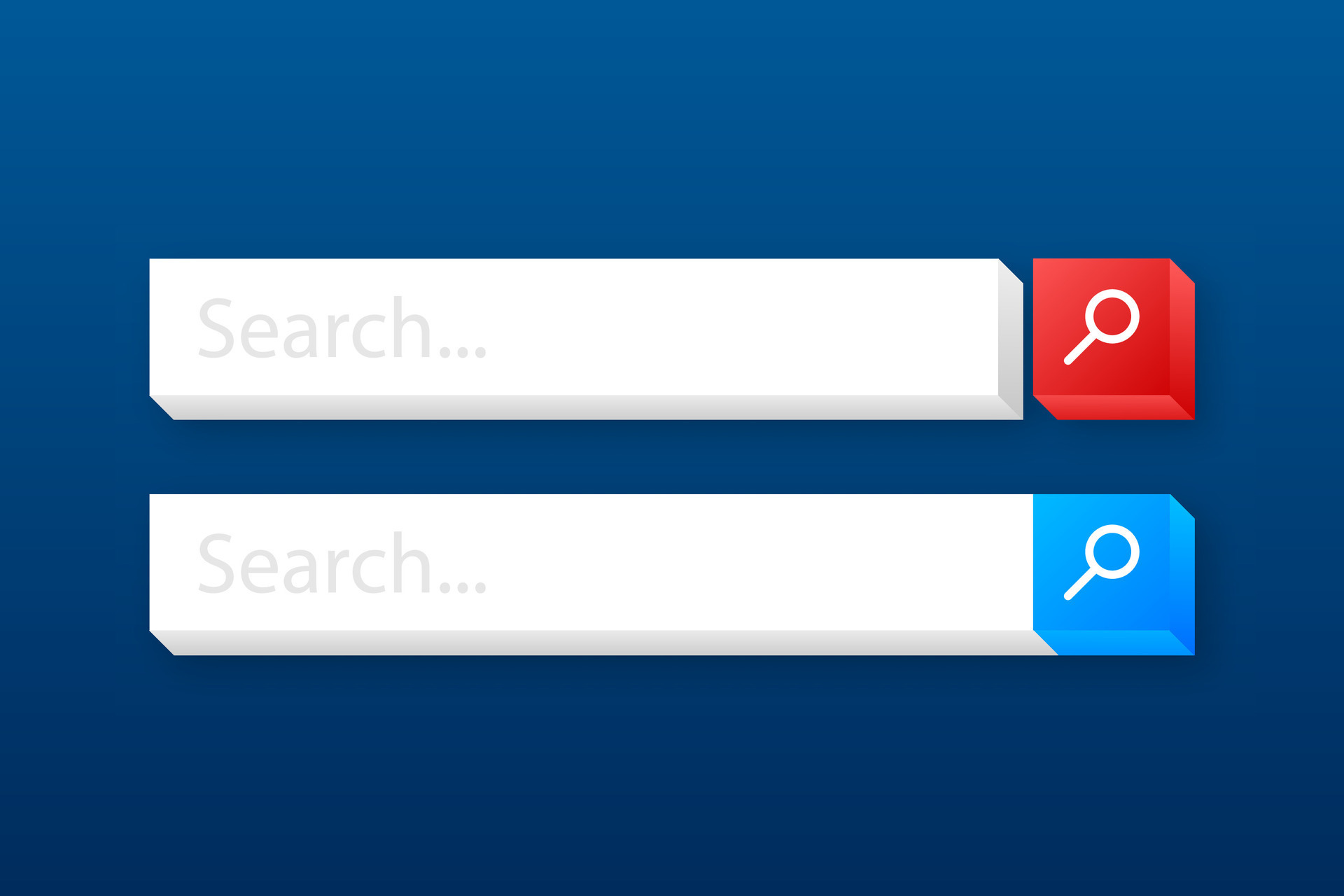 Set Search bar vector element design, set of search boxes ui template isolated on blue ...