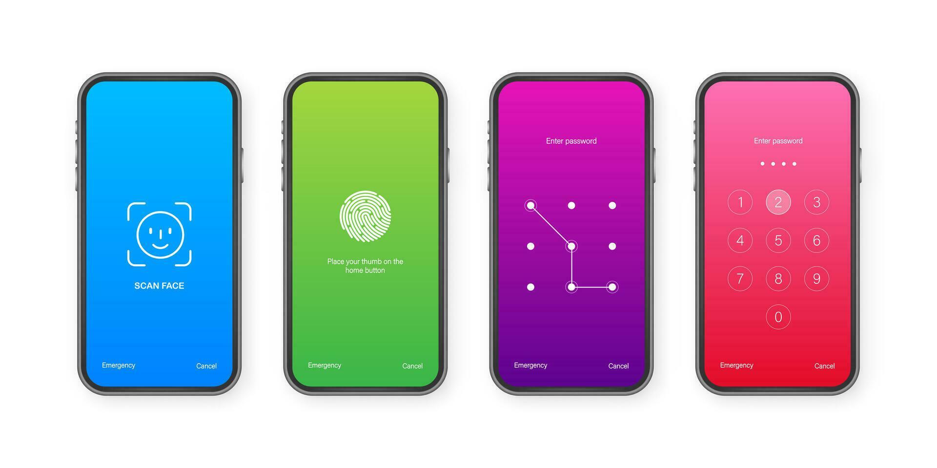 Screen lock authentication password smartphone background template. Illustration of phone ID ...