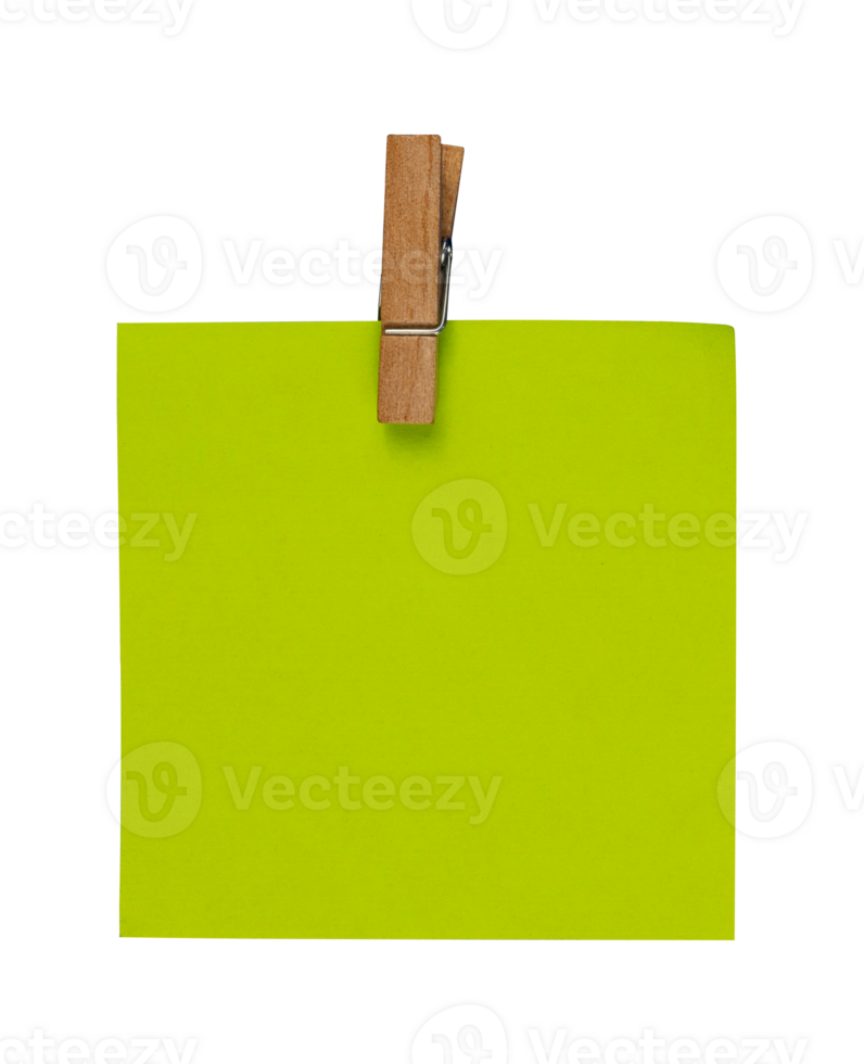 Green Paper With Wooden Paperclip 29923723 Png