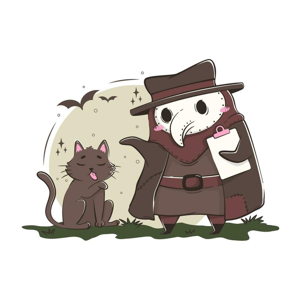 Cute Kawaii Plague Doctor Gives Treatment Recommendations To The Cat 29925827 Vector Art At