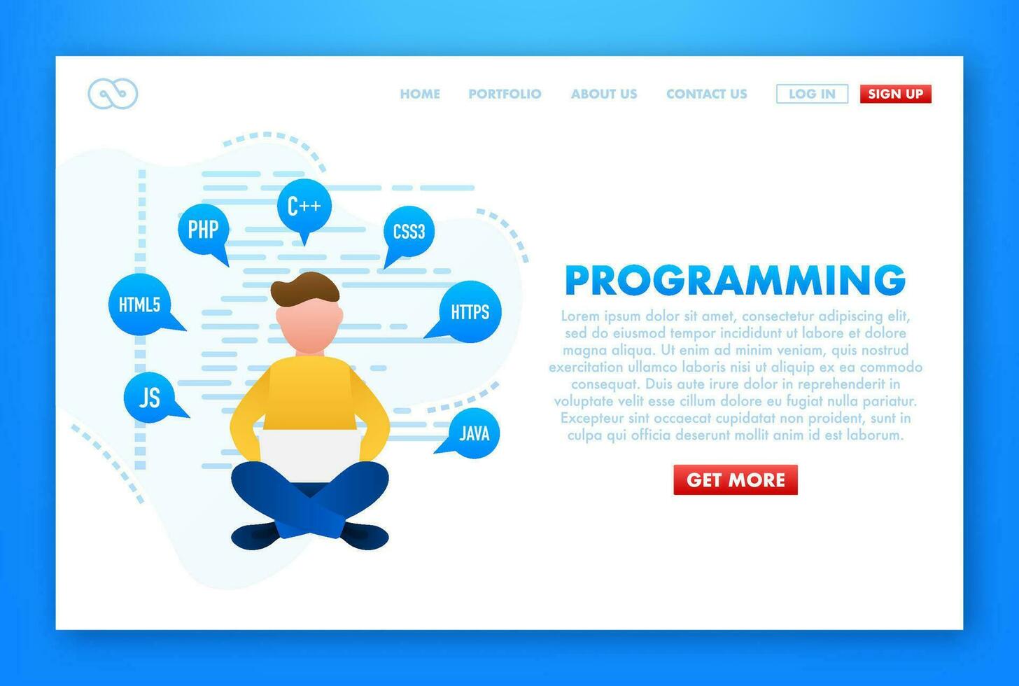 Illustration with programming for site design. Web ui design. Vector ...