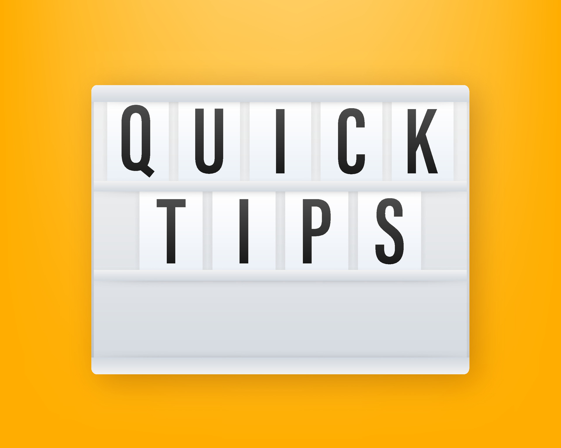 3D lightbox business concept with text quick tips. Vector illustration ...