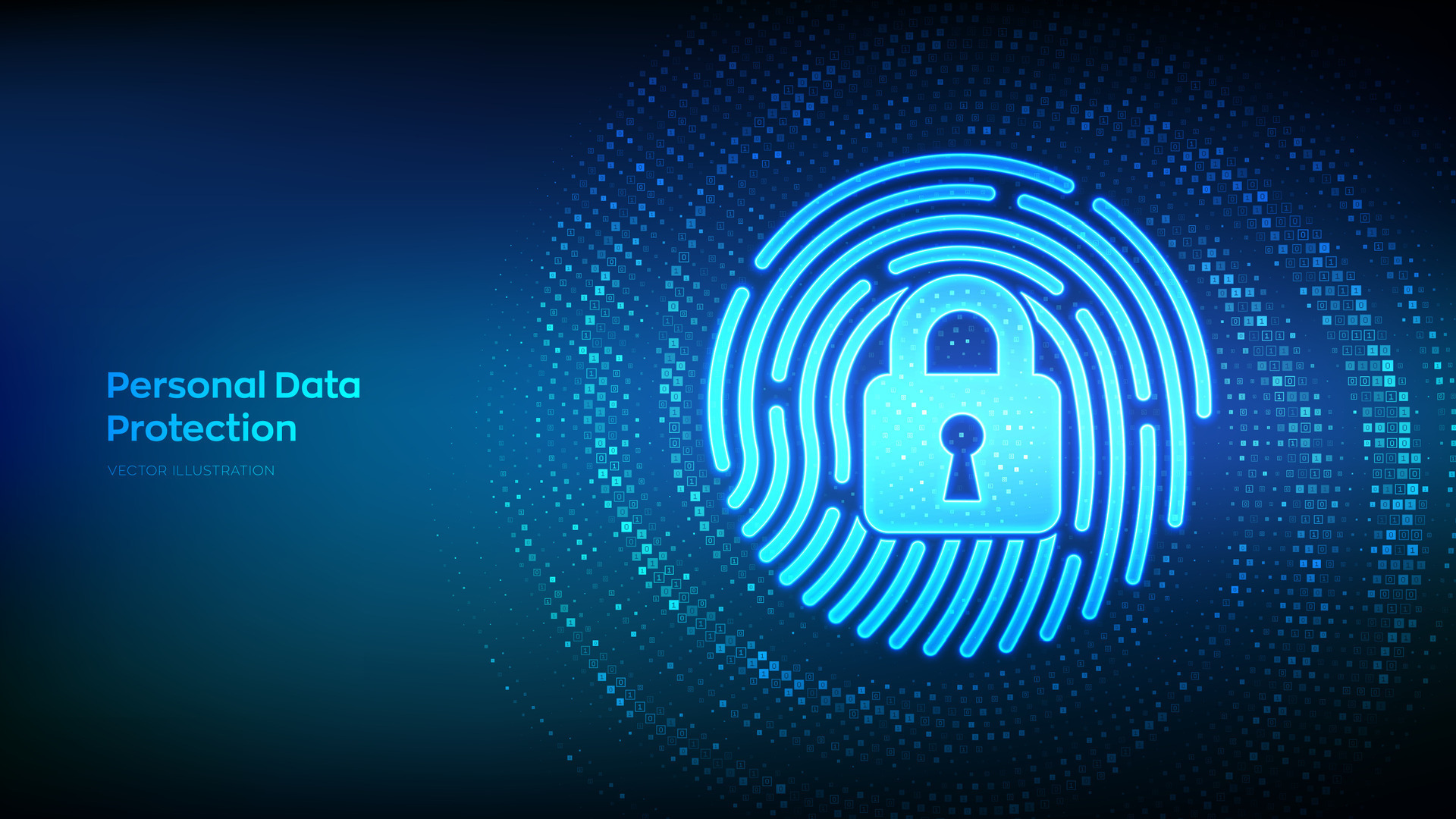 Fingerprint With Padlock Icon Made With Binary Code Personal Data Protection Cyber Security