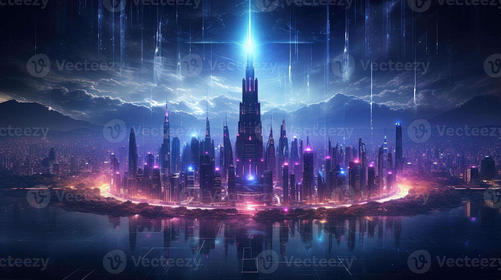 illuminate the cyber realm, digital art illustration, Generative AI 29933655 Stock Photo at Vecteezy