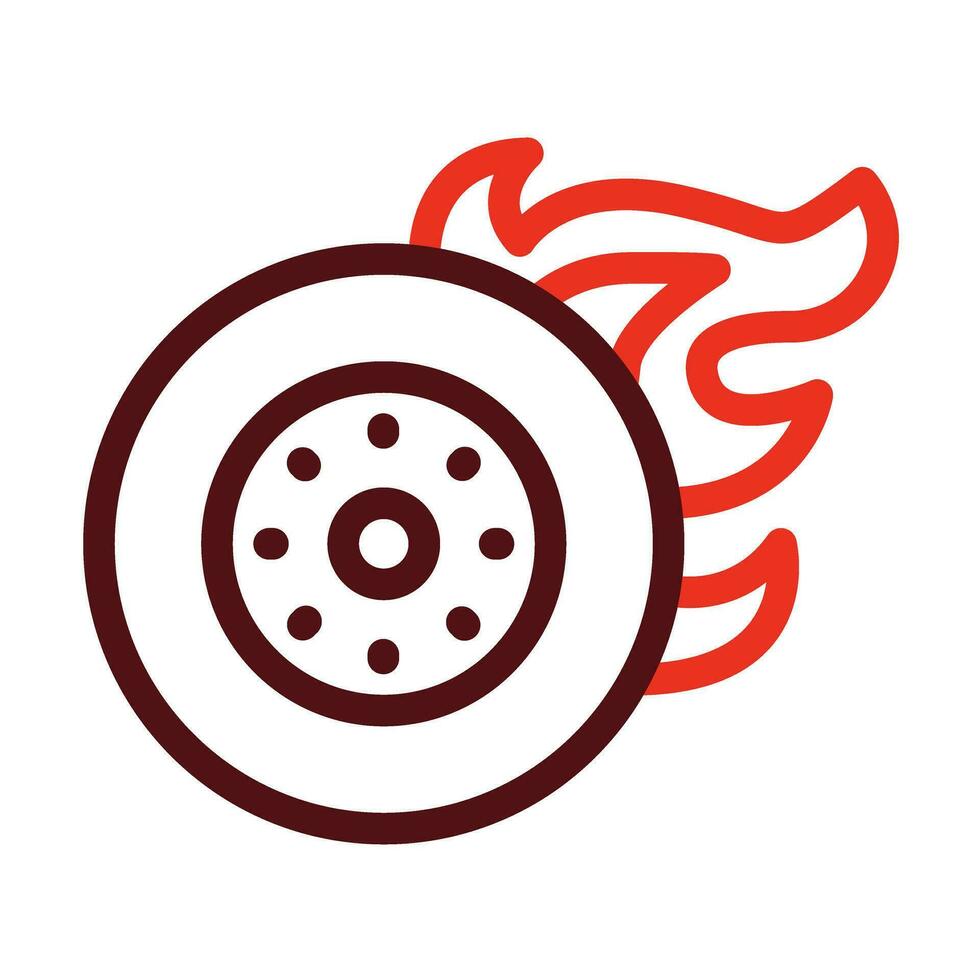 Fire Wheel Vector Thick Line Two Color Icons For Personal And ...