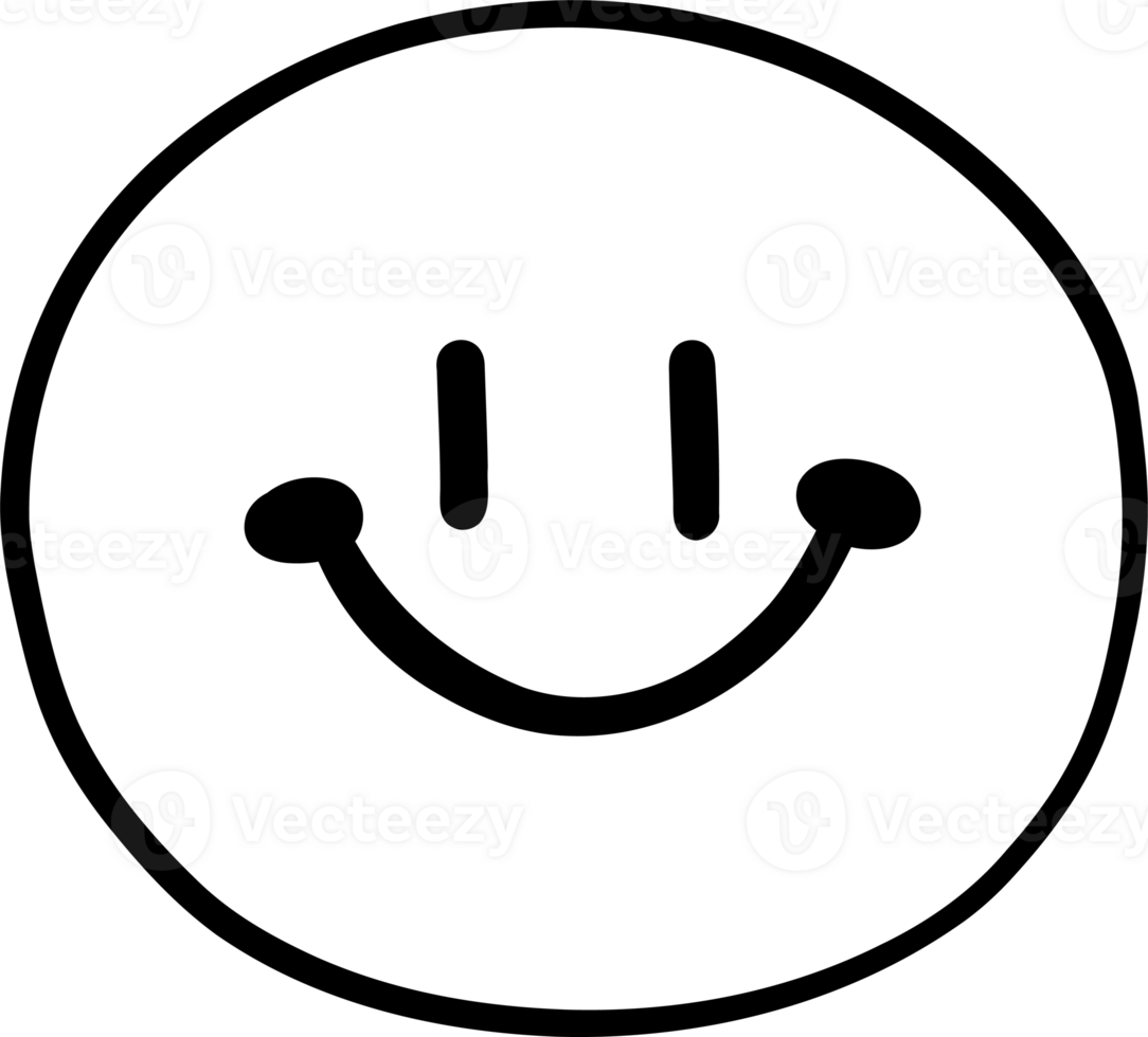 Cute Happy Emoji Emoticon Doodle Outline 29937083 Png