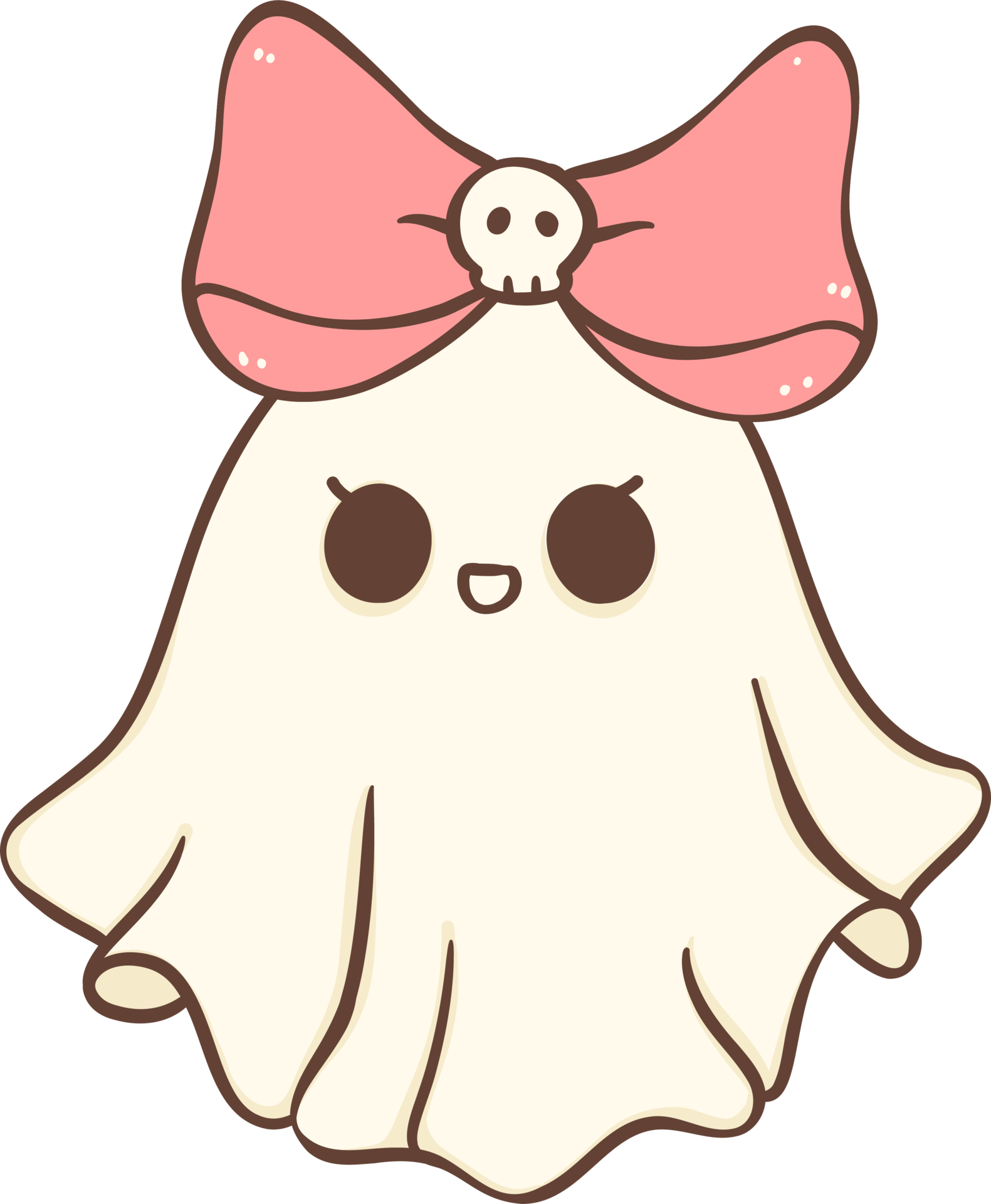 Cute Pink Halloween ghost girl with bow cartoon doodle 29937264 PNG