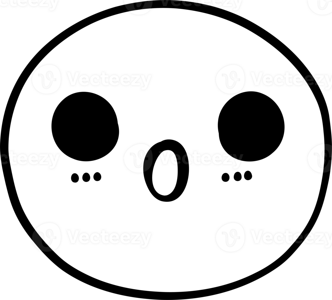 Cute Shocked Emoji Emoticon Doodle Outline 29937298 Png