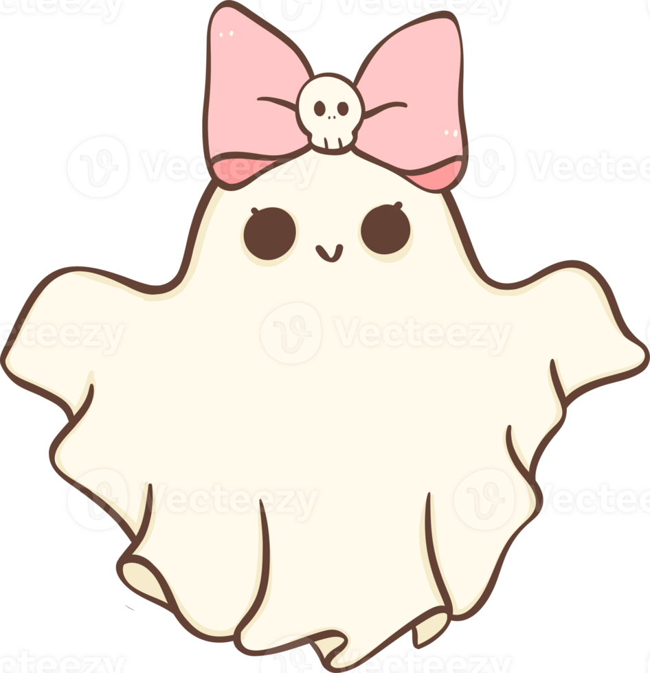 Cute pink Halloween ghost girl cartoon doodle 29937351 PNG