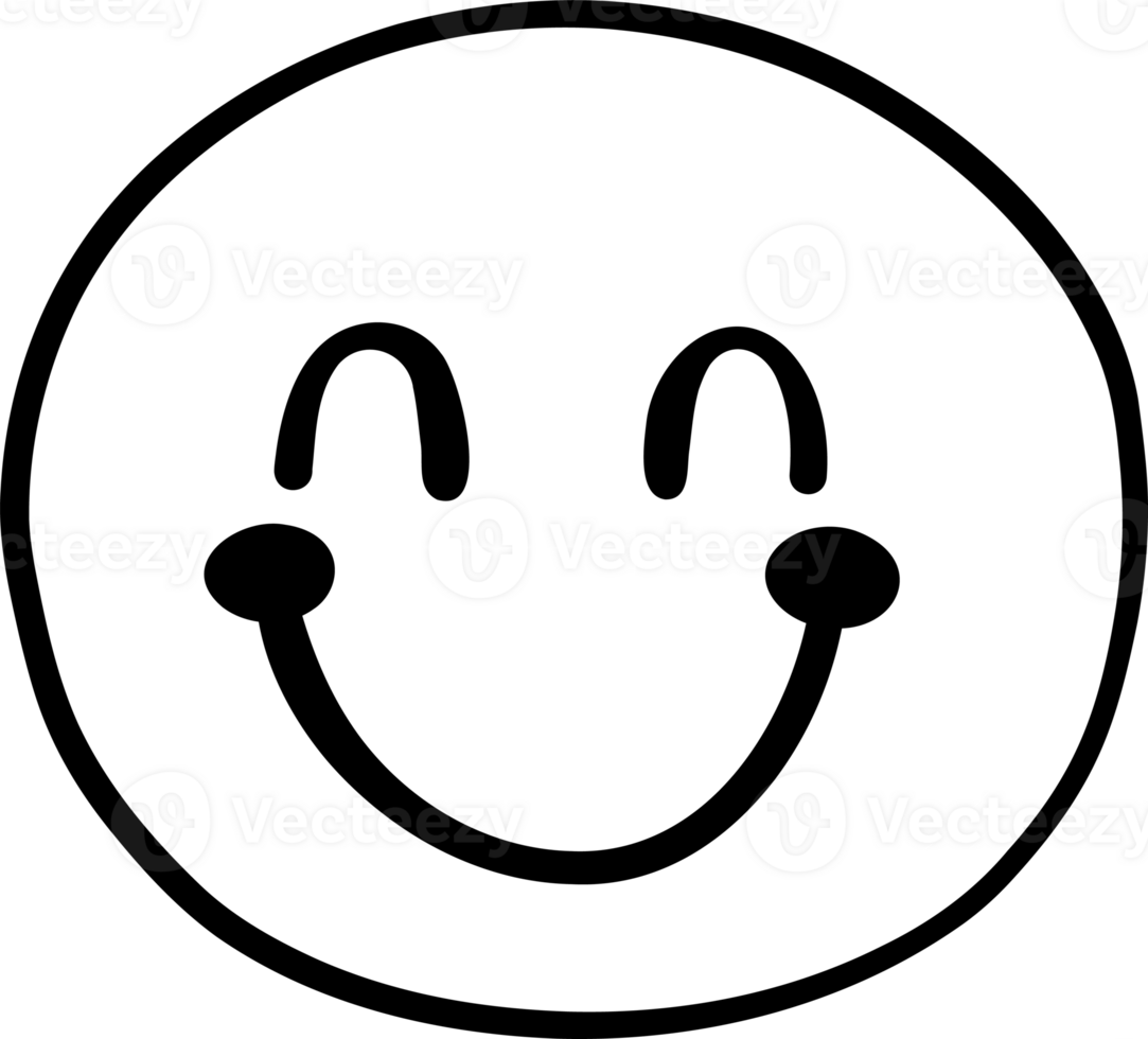 Cute Happy Emoji Emoticon Doodle Outline 29937417 Png