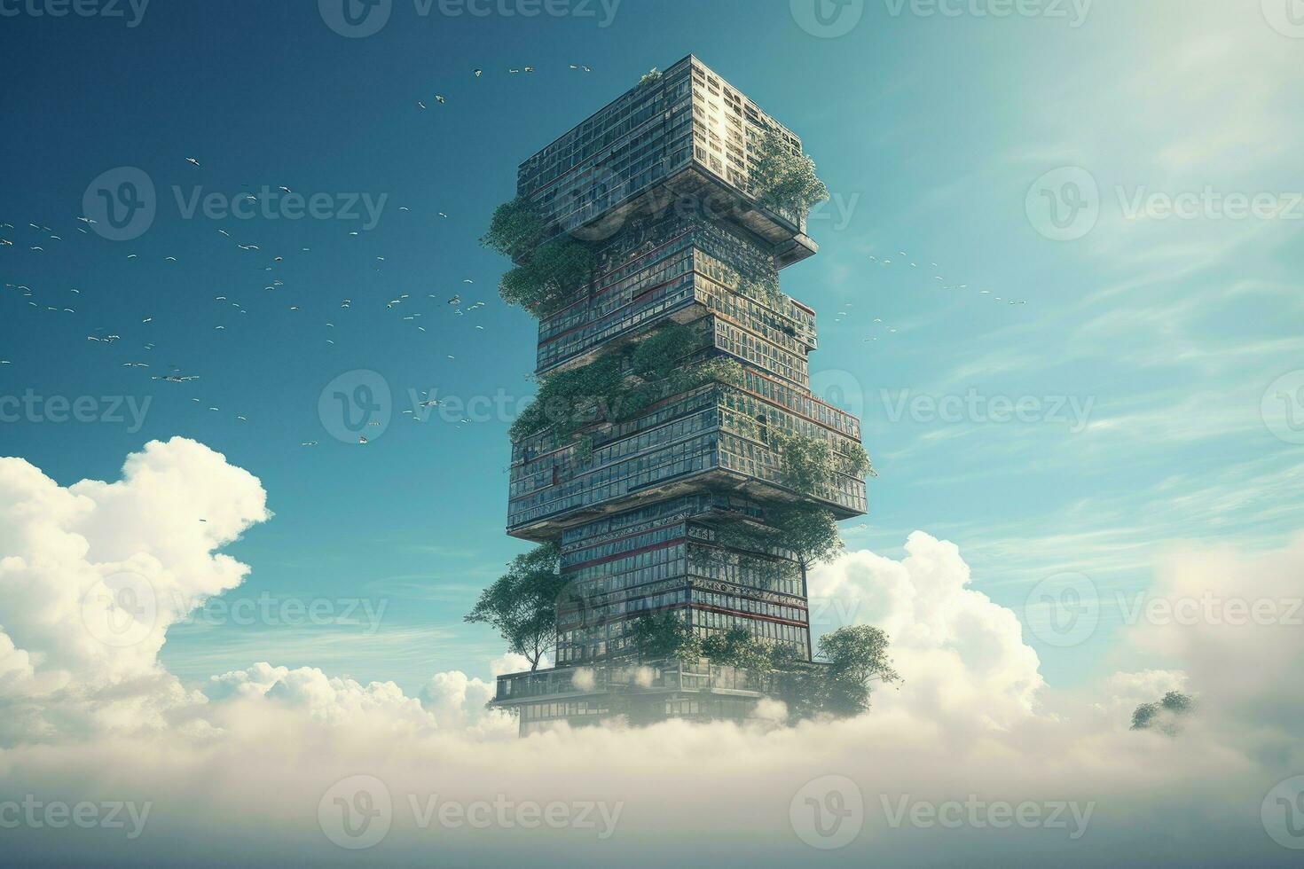 Skyscraper green balcony sky clouds. Generate Ai 29948524 Stock Photo ... Skyscraper green balcony sky clouds. Generate Ai 29948524 Stock Photo ...