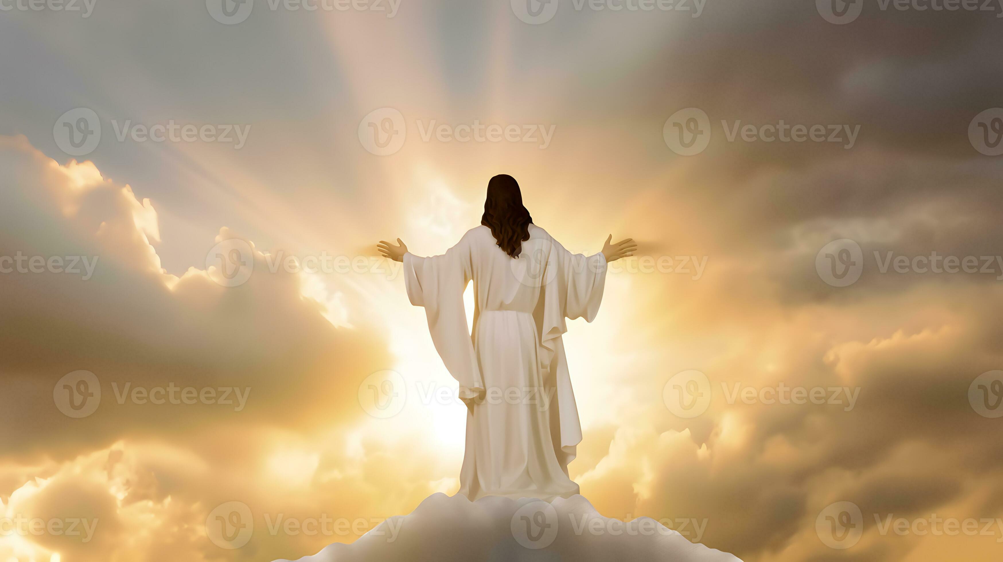 Resurrected Jesus Christ ascending to heaven. AI generated 29967205 Stock Photo at Vecteezy