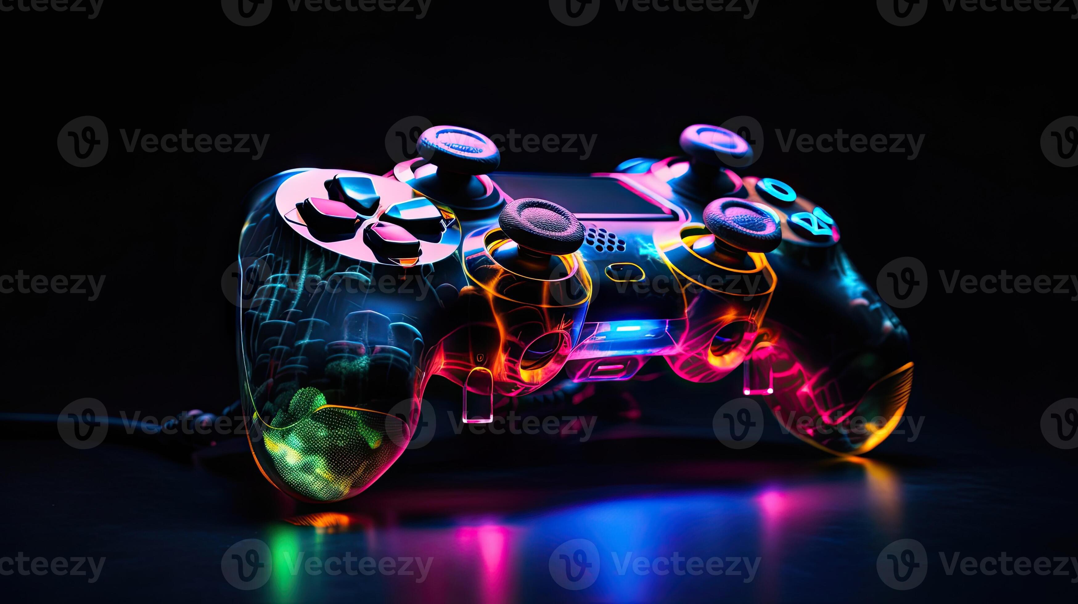 Vibrant Gaming Controller on Dark Background for Gamers Generative AI ...