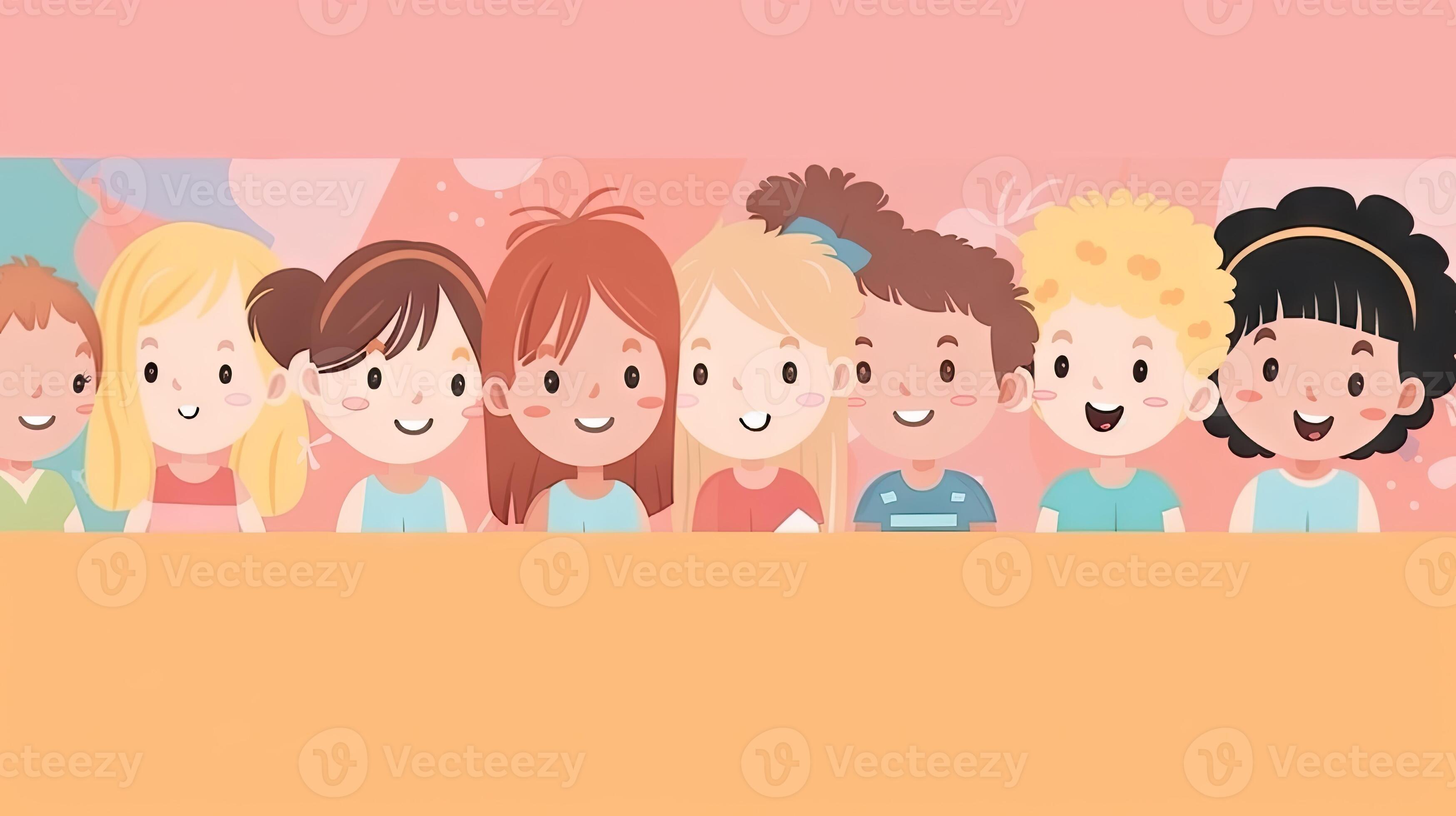 Happy Children Playing on a Blank Banner as Header Template 29976853 ...