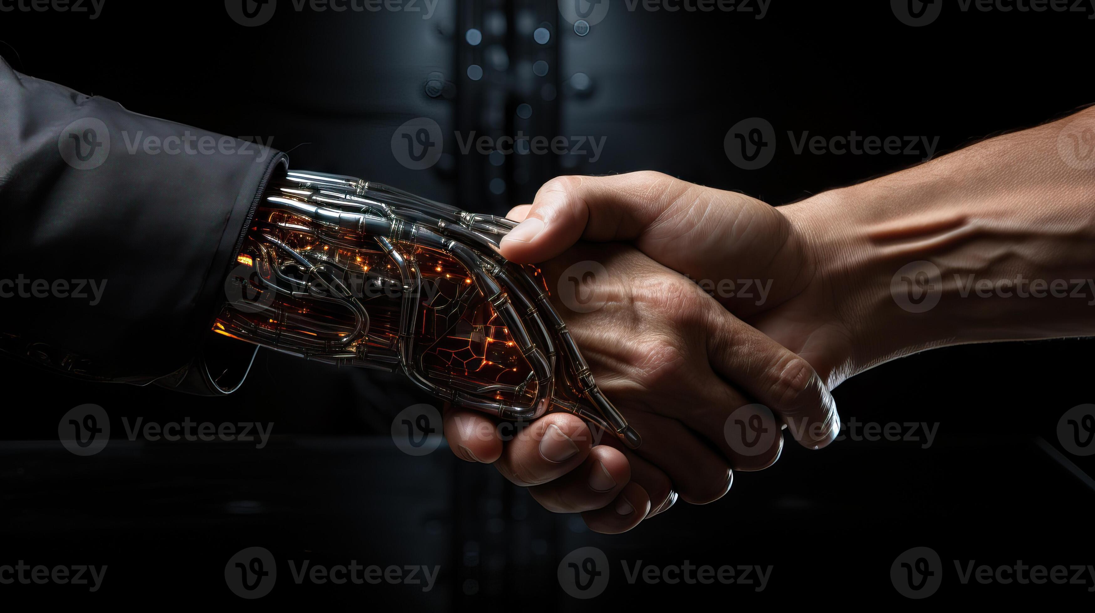 Real and Artificial Intelligence Handshake Beautiful Pose of Hands AI ...