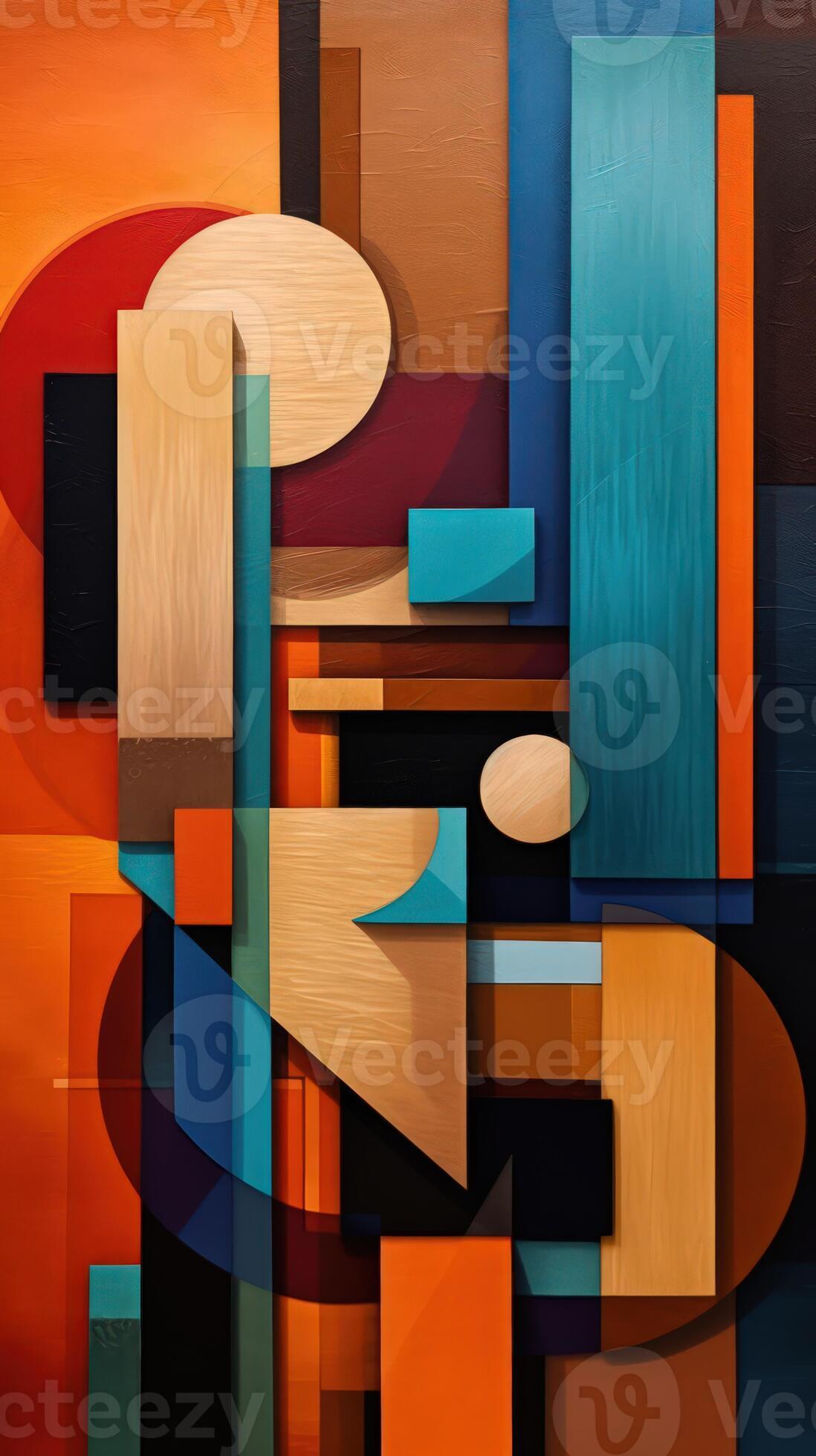 Contemporary Abstract Composition with Intersecting Planes and Bold ...
