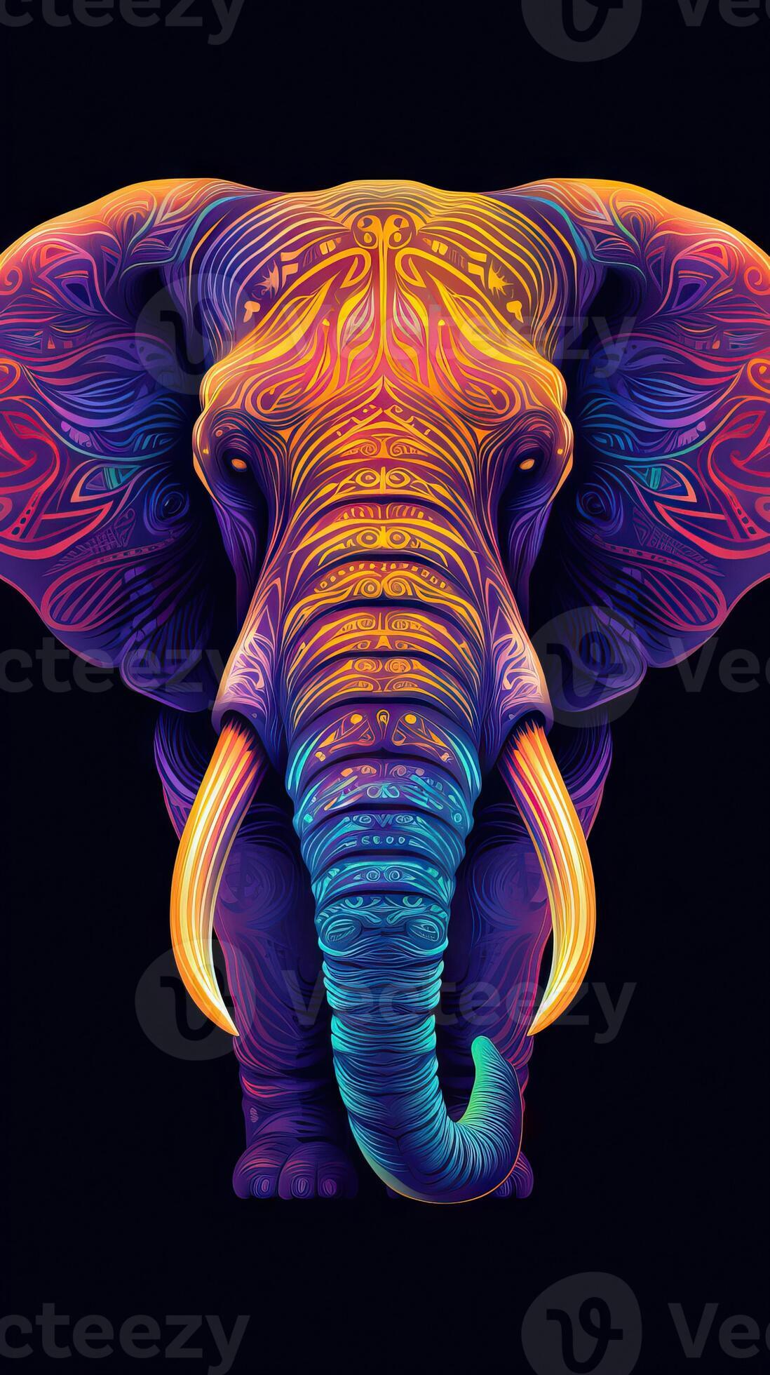 Neon Elephant on Dark Background Generative AI 29983952 Stock Photo at Vecteezy