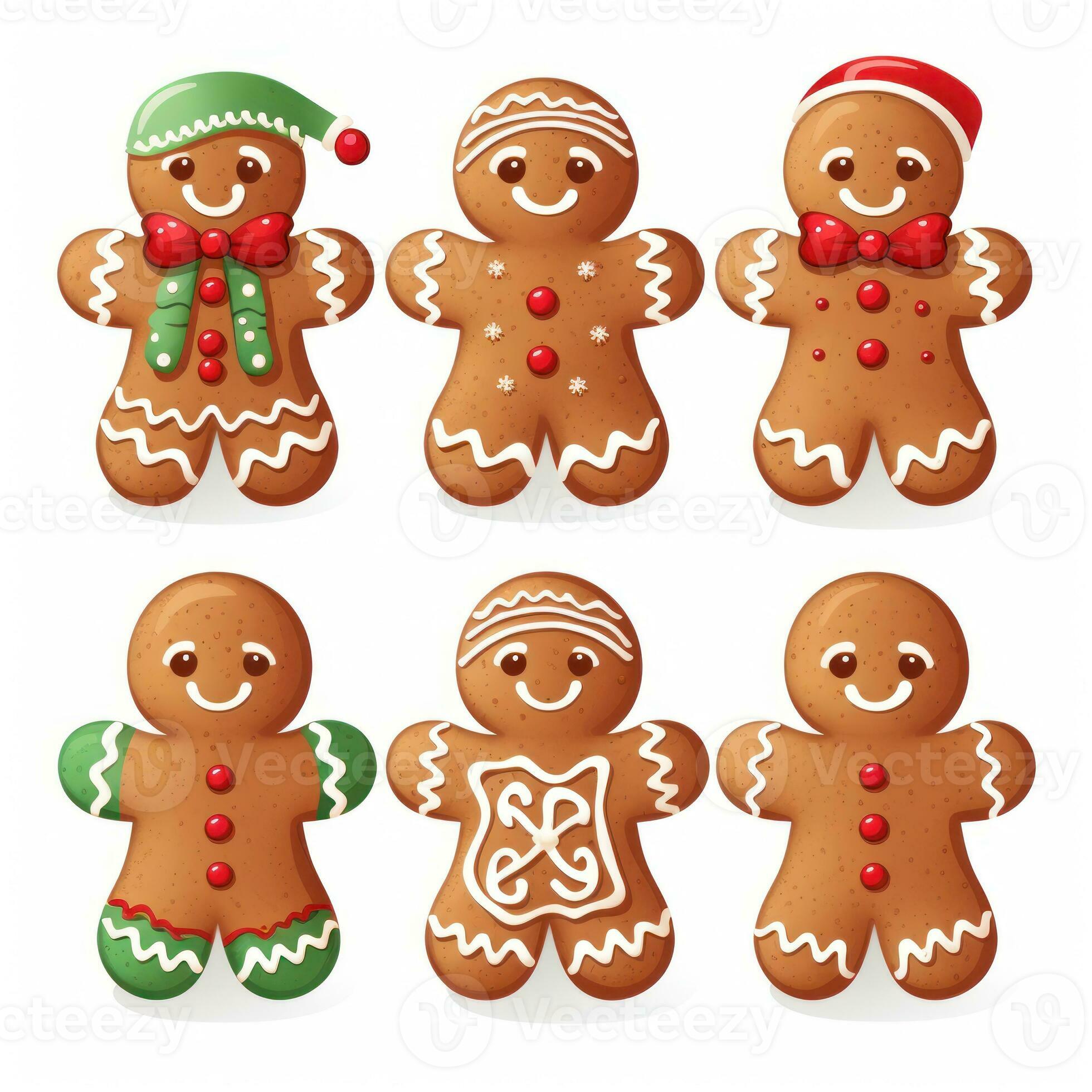 Cute Christmas Gingerbread Man Cookies Clipart on White Background AI ...