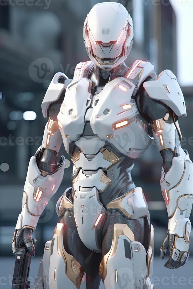 Futuristic Armor Sleek Metallic Advanced Technology for Combat ...