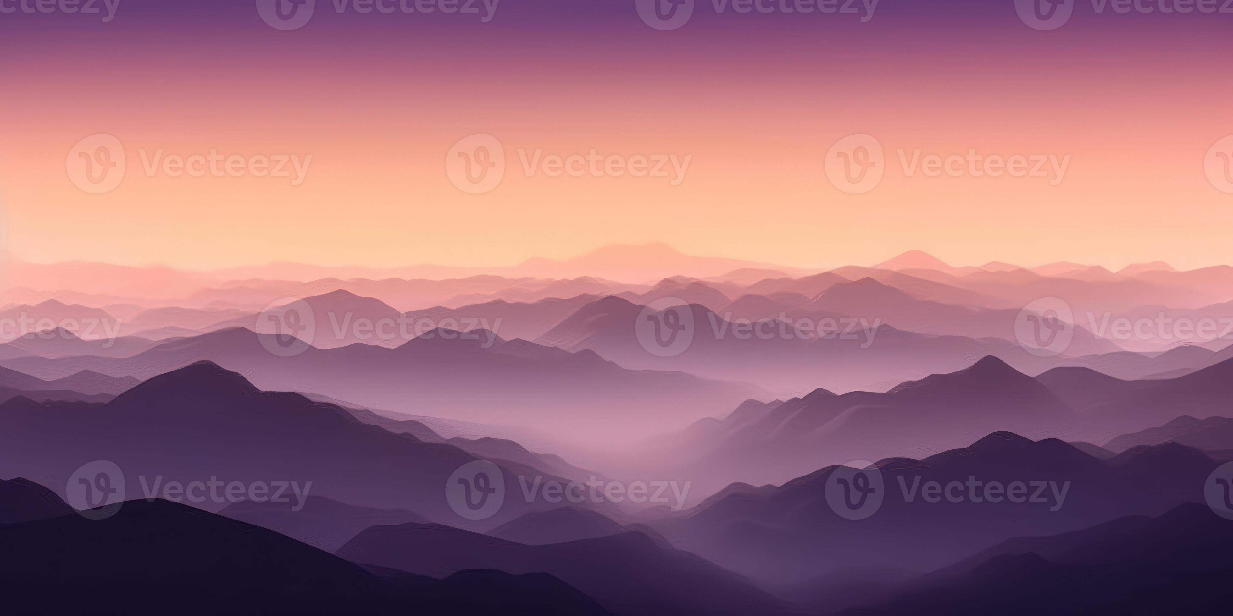 Golden Apricot and Deep Purple Minimalist Mountain Landscape Wallpaper ...