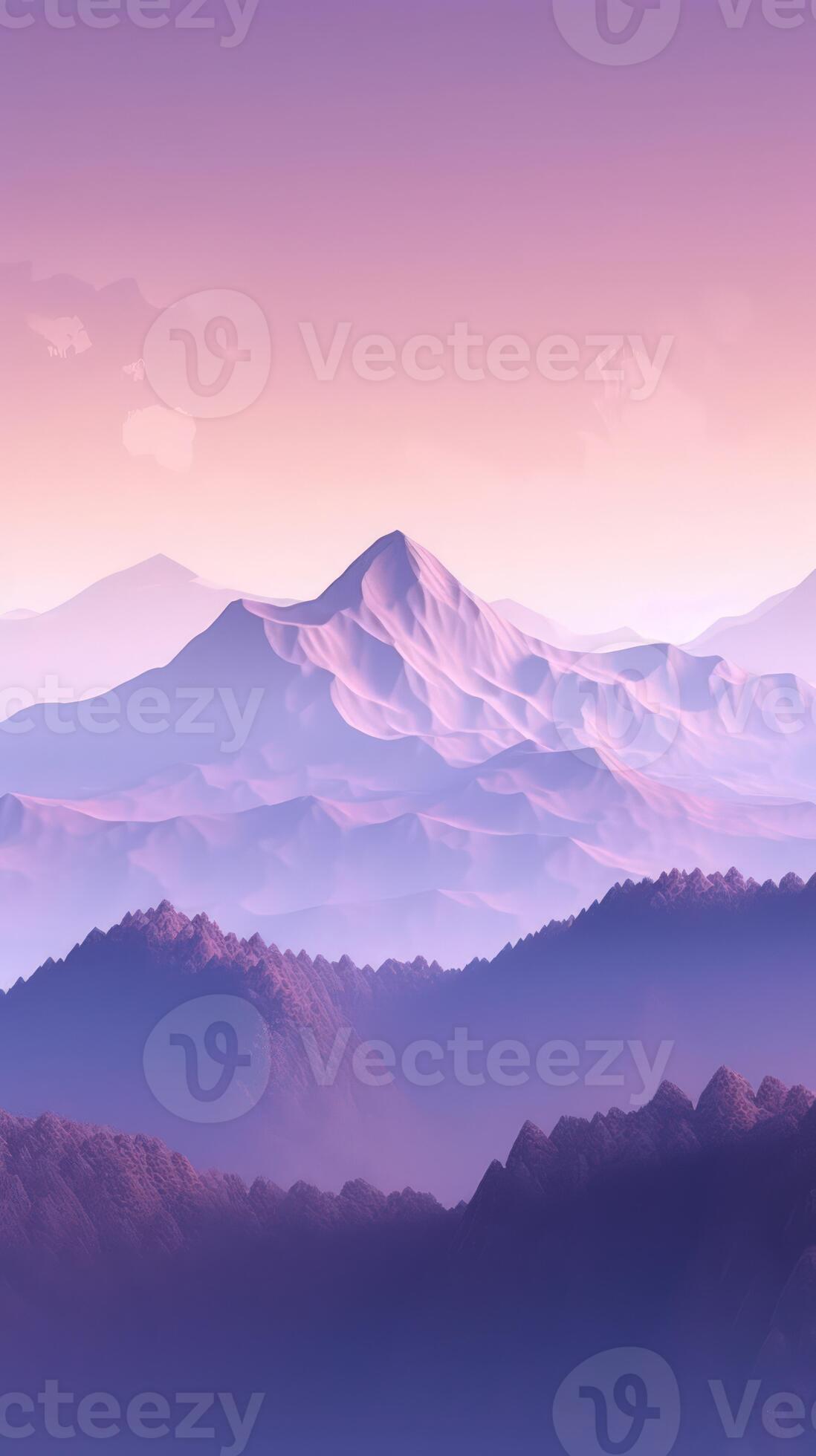 Soft Blush and Lavender Minimalist Mountain Landscape Wallpaper AI ...