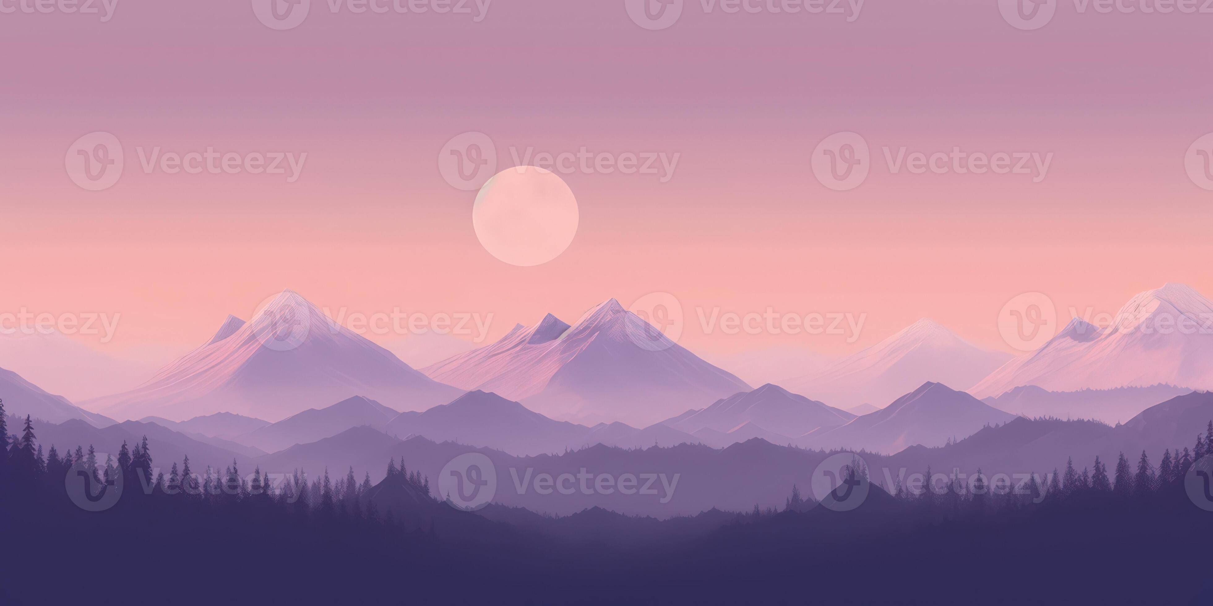 Soft Peach and Lavender Minimalist Mountain Landscape Wallpaper AI ...