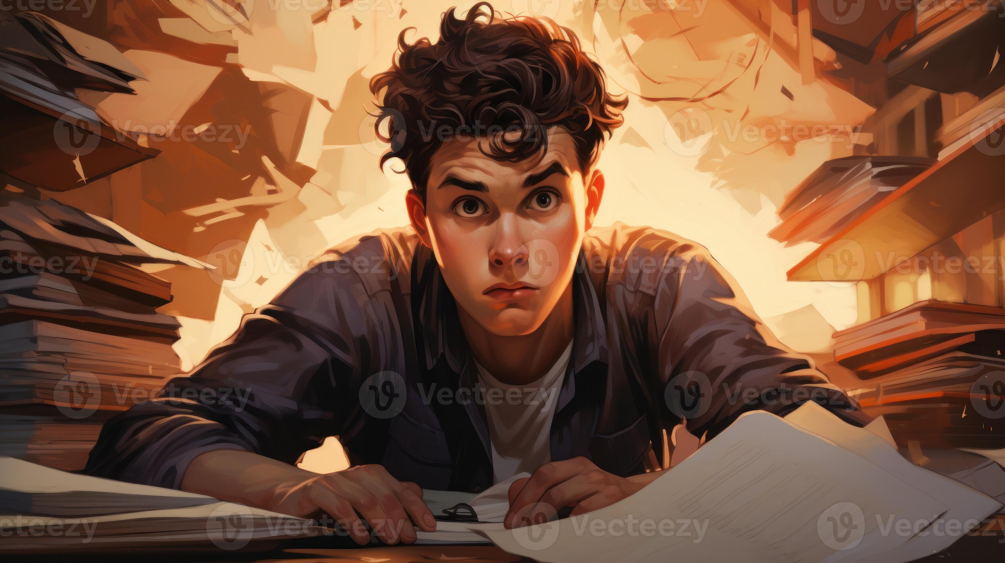 Student Concentrating on Homework AI Generated 29985891 Stock Photo at ...