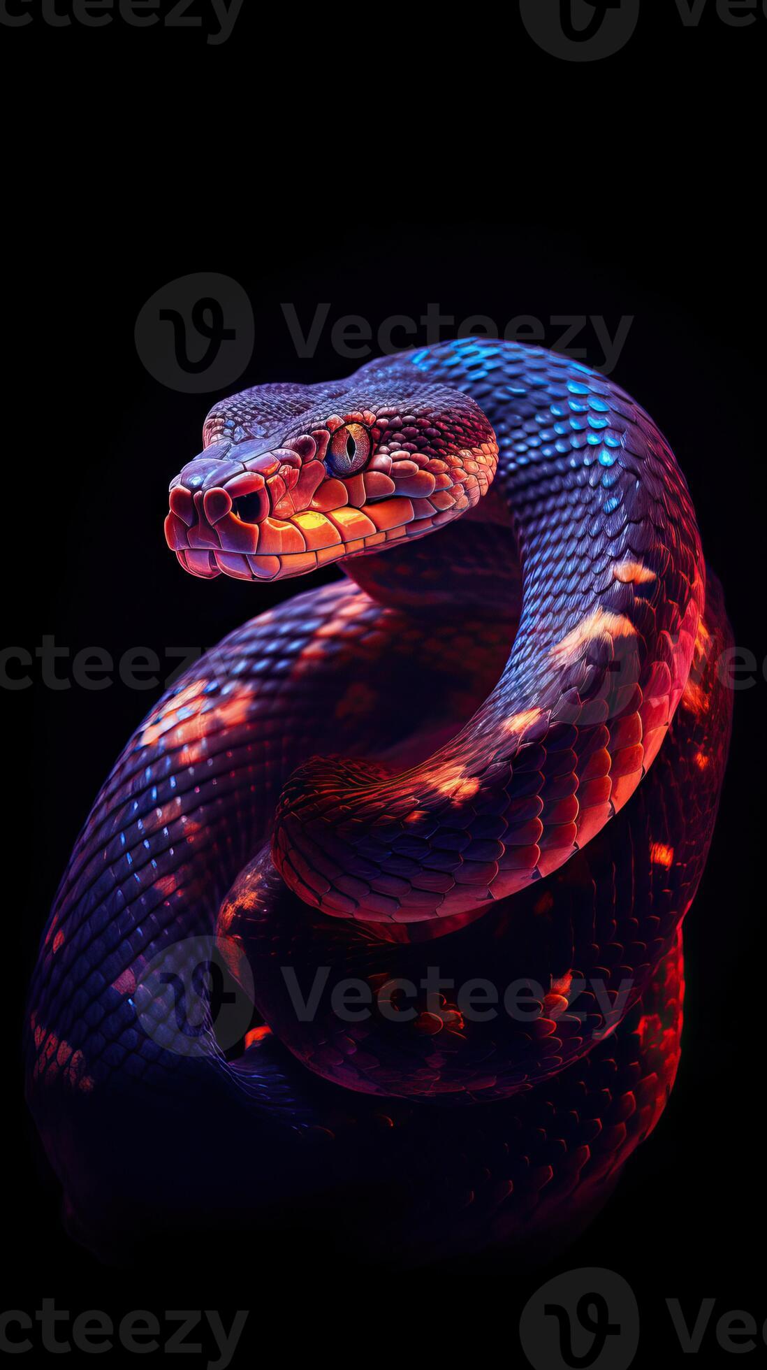 Double Exposure Snake on Dark Background AI Generated 29986828 Stock ...