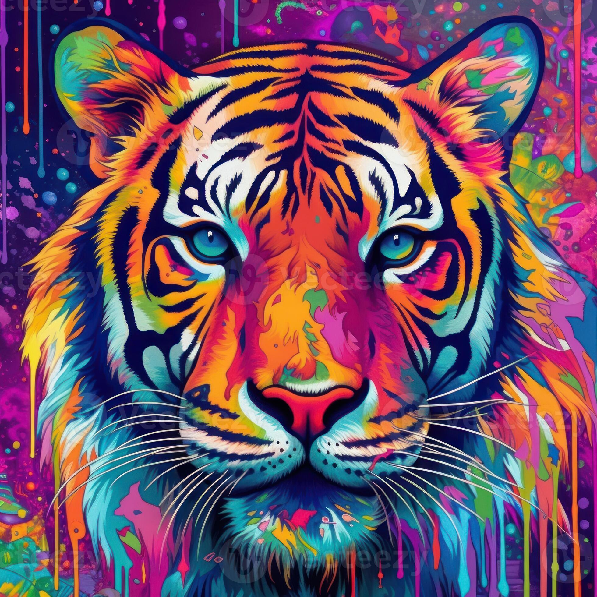 Splatter Paint Tiger Pattern