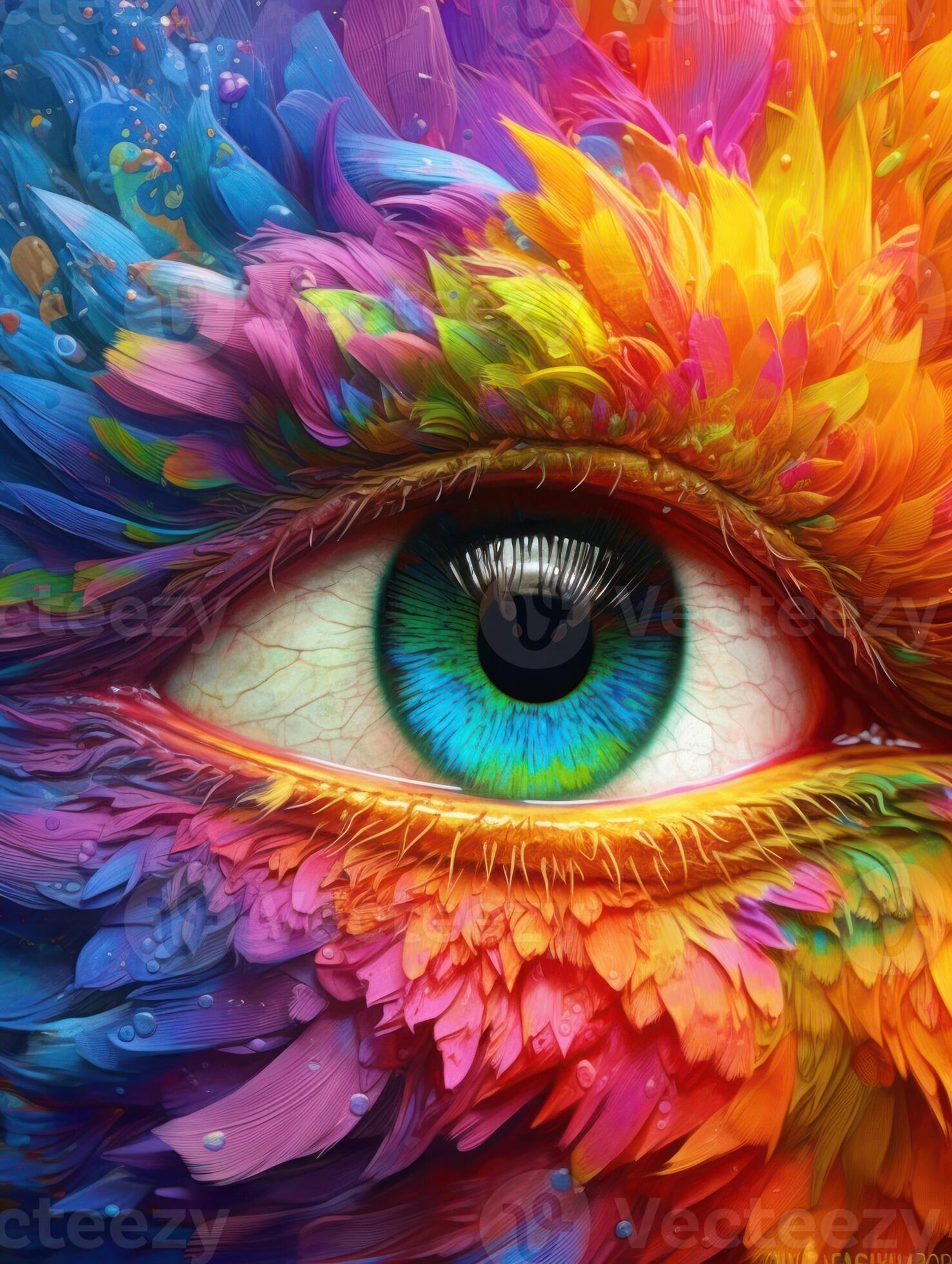 Vibrant Eye on a Cloud Hyperrealistic 8K Colorful Image AI Generated ...