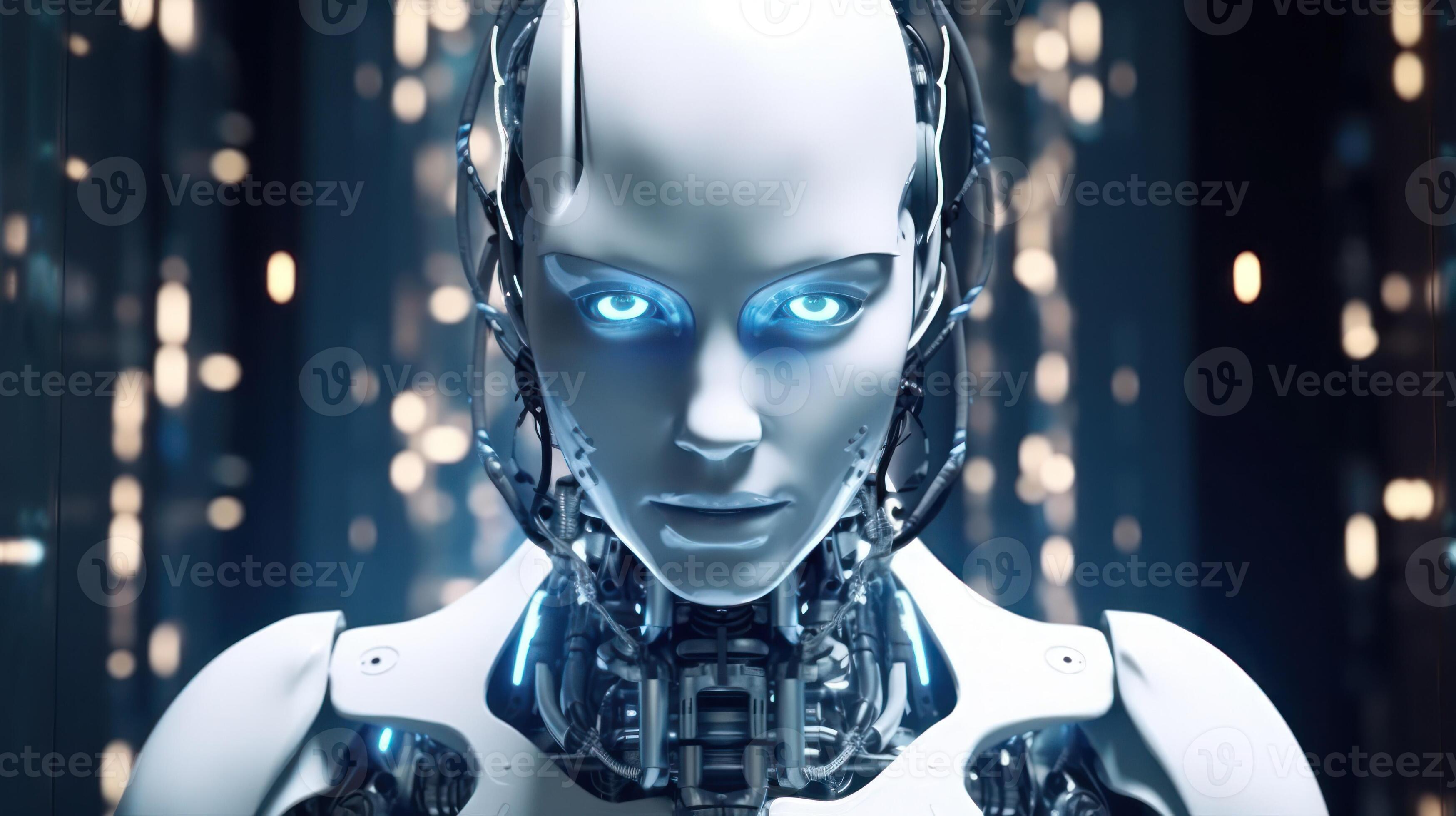 Futuristic Android Robot Operating an Advanced Machine AI Generated ...