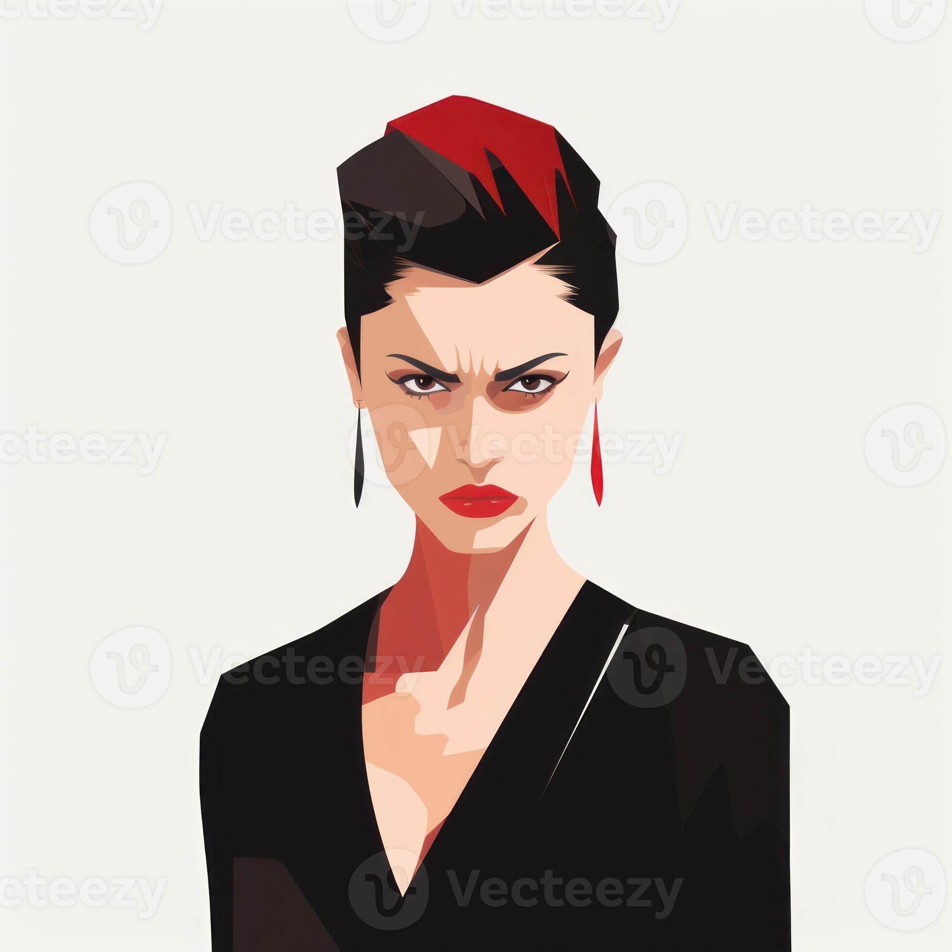 Angry Woman in Flat Minimalistic Animation AI Generated 29996182 Stock ...