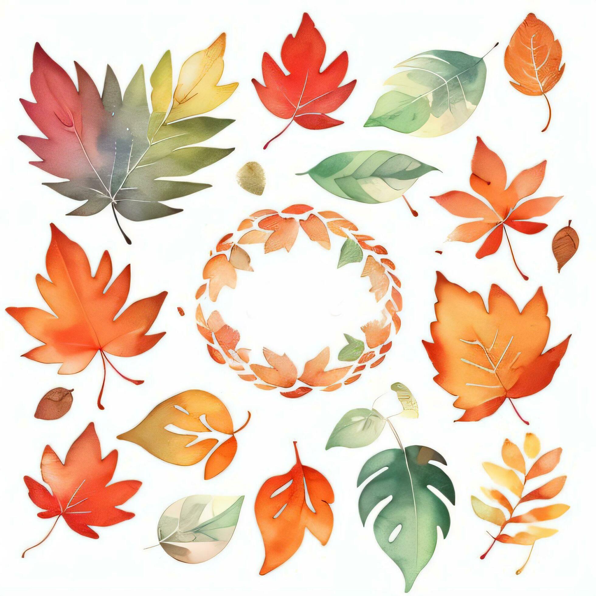 Watercolor Fall Leaves Clipart 29999438 Stock Photo at Vecteezy