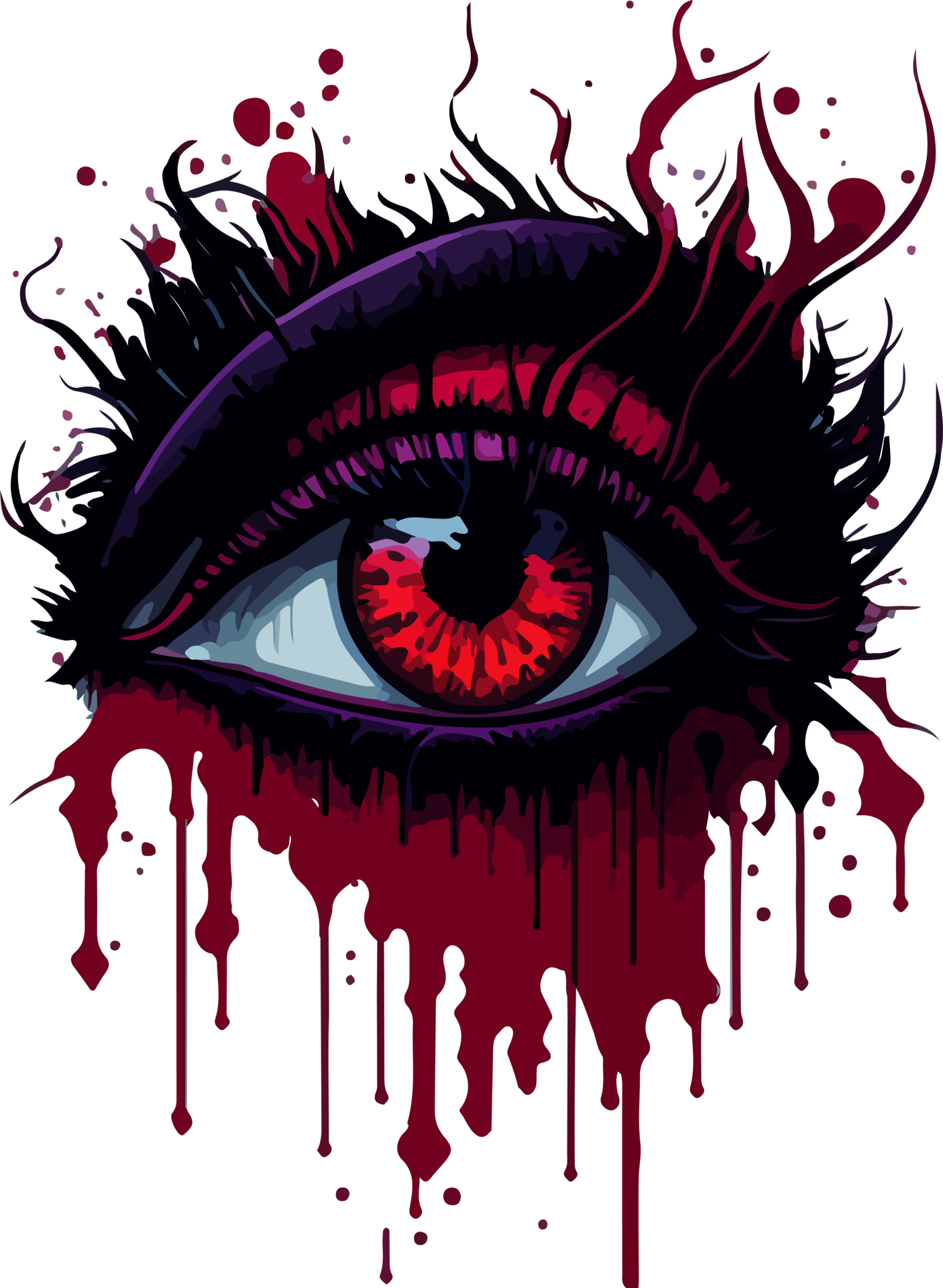 Red Dark Girl Eye Design With Ai Generative 30012291 Png