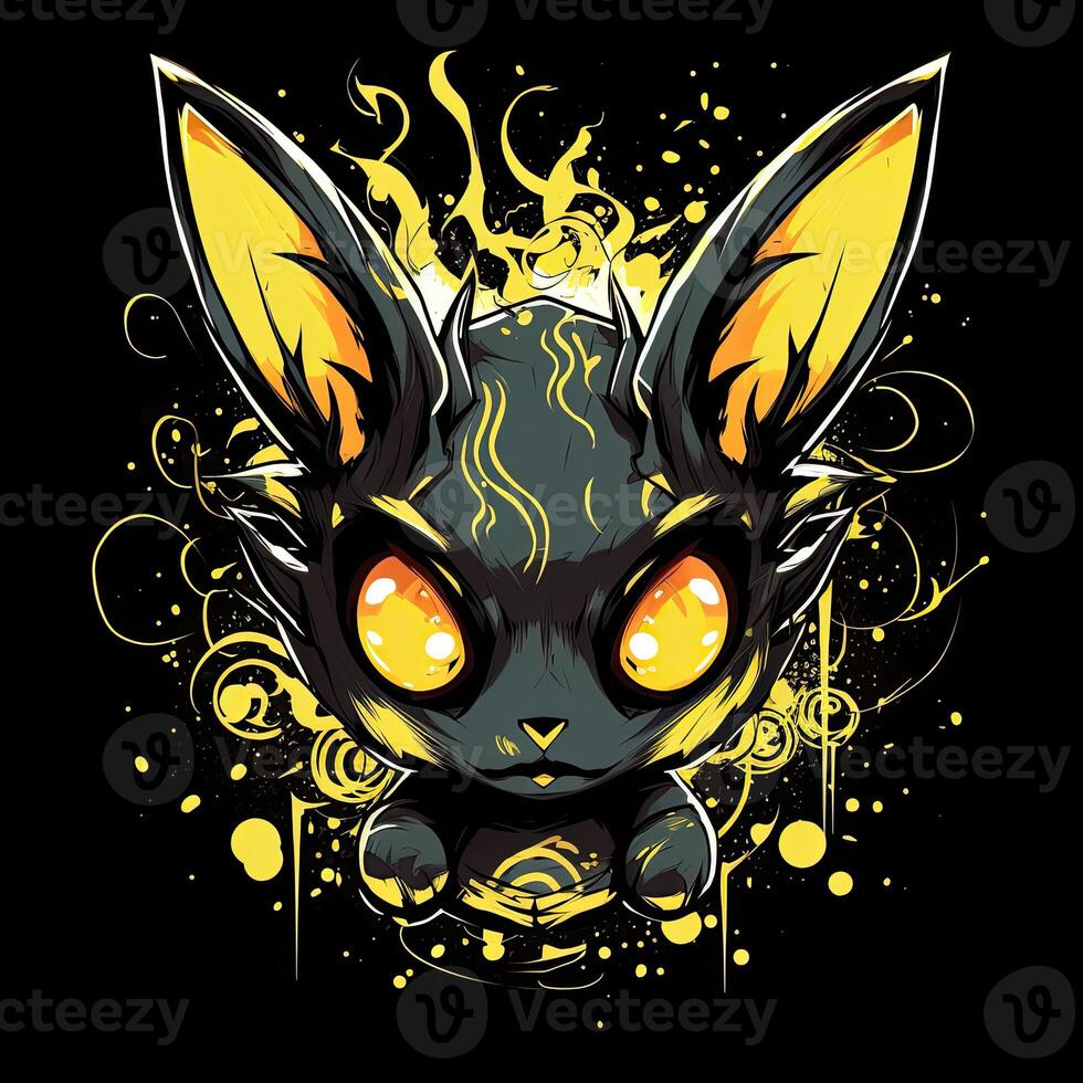 Crazy Pikachu Tshirt Design Mockup Printable Cover Tattoo Isolated Vector Illustration Artwork
