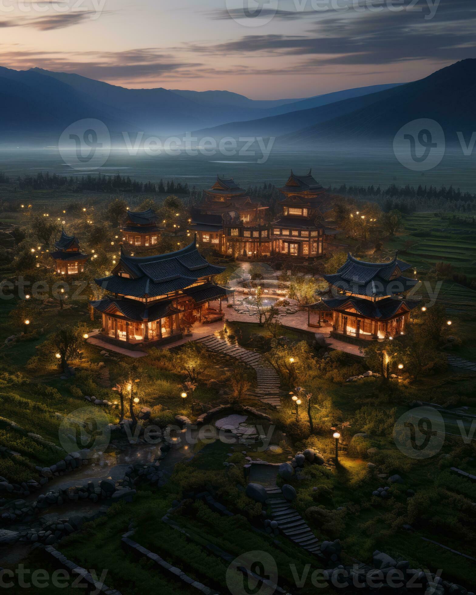 night village lights tranquility grace landscape zen harmony calmness unity harmony photography ...