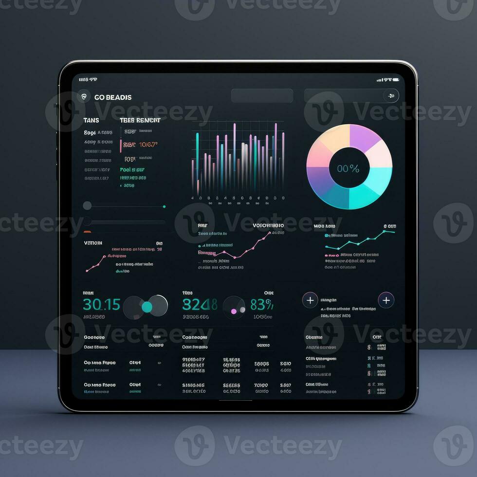 tablet mockup UI interface statistic graph diagram screen website ...