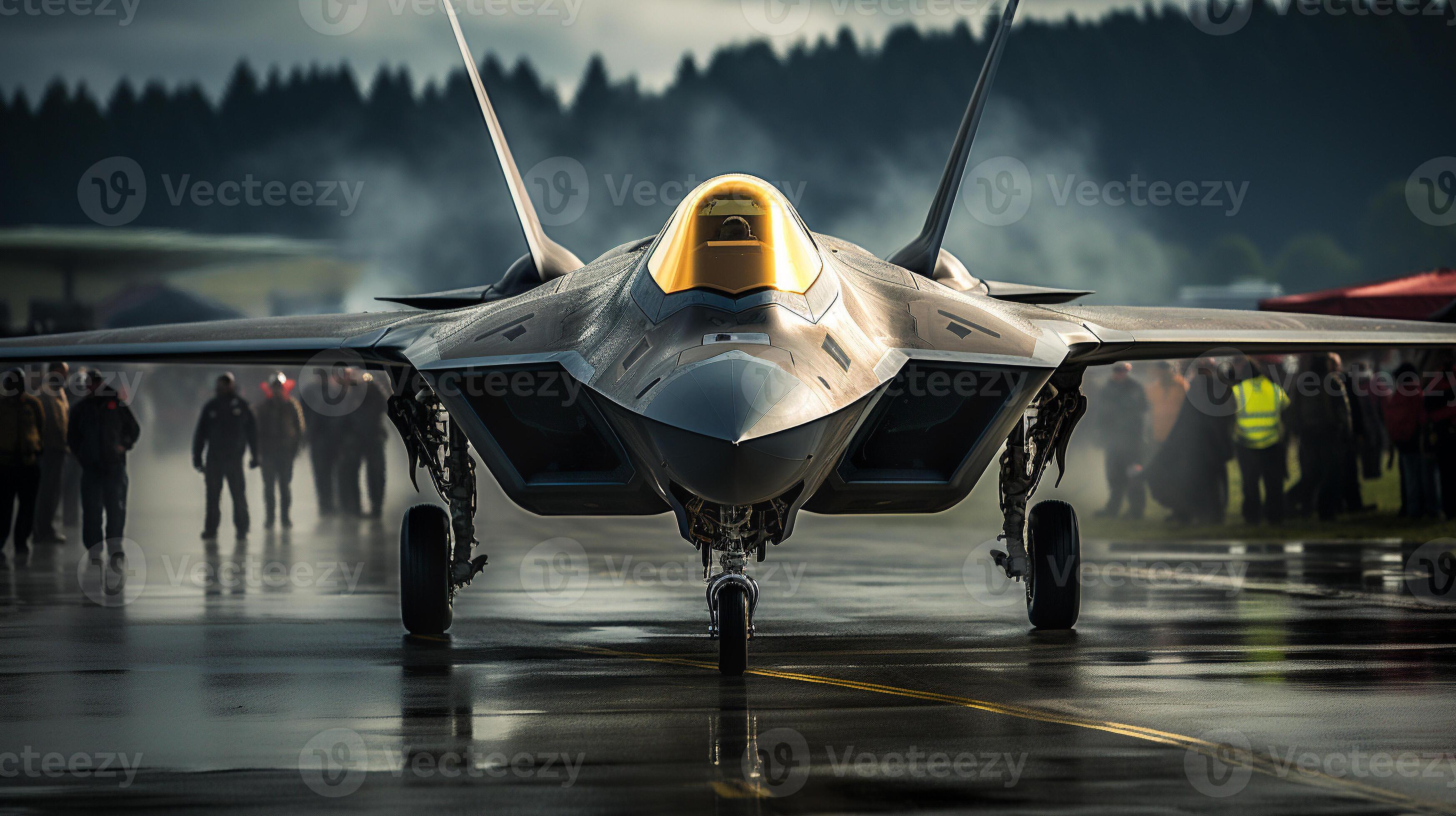 A Lockheed Martin F 35 Fighter Jet waiting on the runway. Generative AI. 30067038 Stock Photo at ...