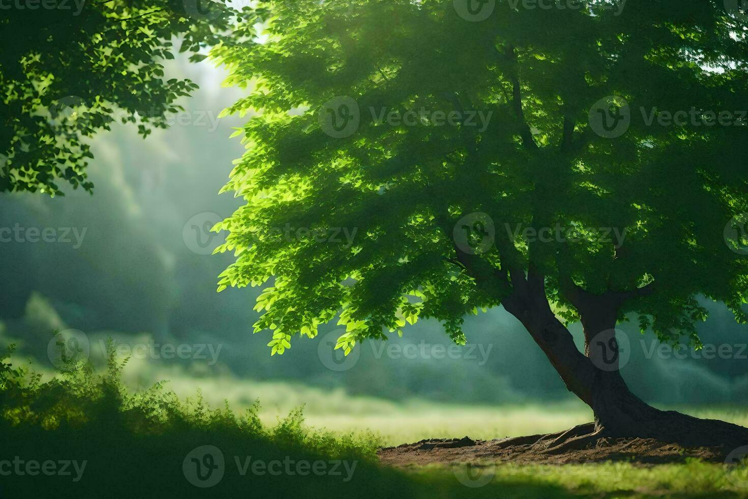 photo wallpaper the sky, trees, grass, sun, trees, green, the forest ...