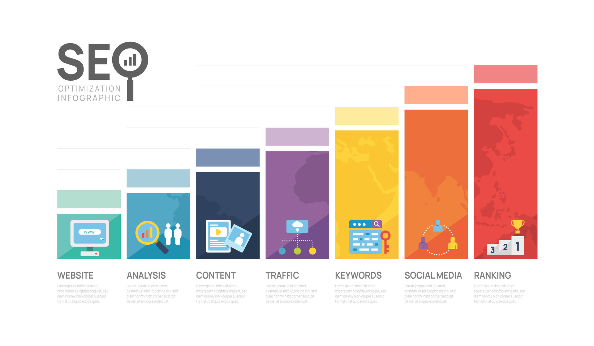 Infographic template seo optimization diagram presentation banner ...