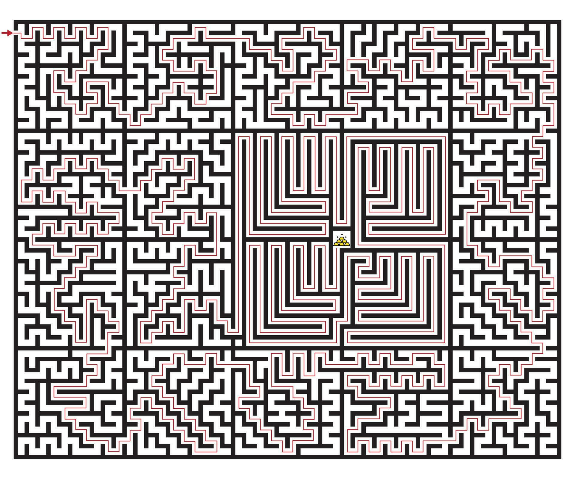 Complex maze rectangular shape ,labyrinth puzzle game vector illustration. 30186771 Vector Art ...