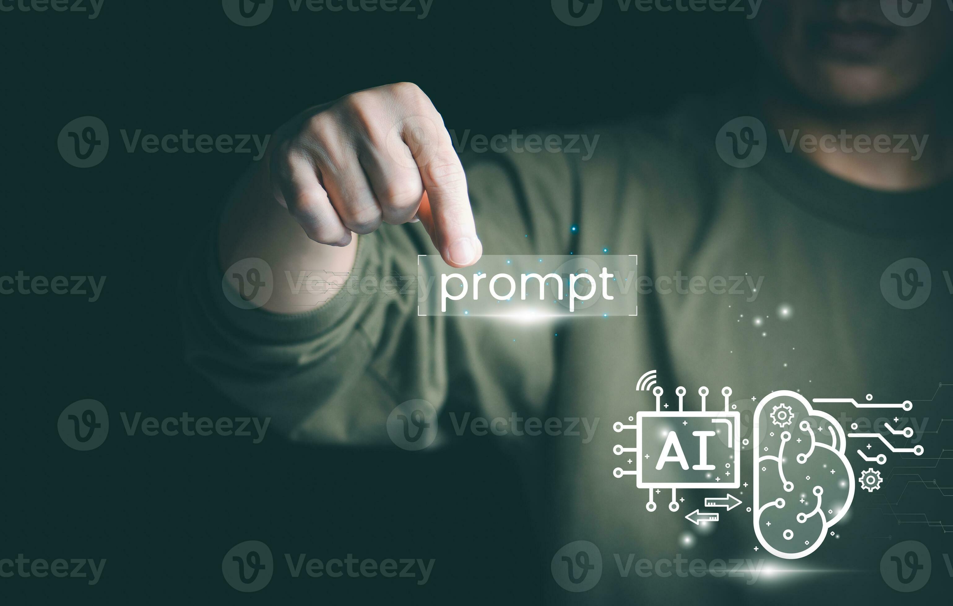 el persona conmovedor el virtual pantalla a utilizar entrada comandos ai, digital transformación ...