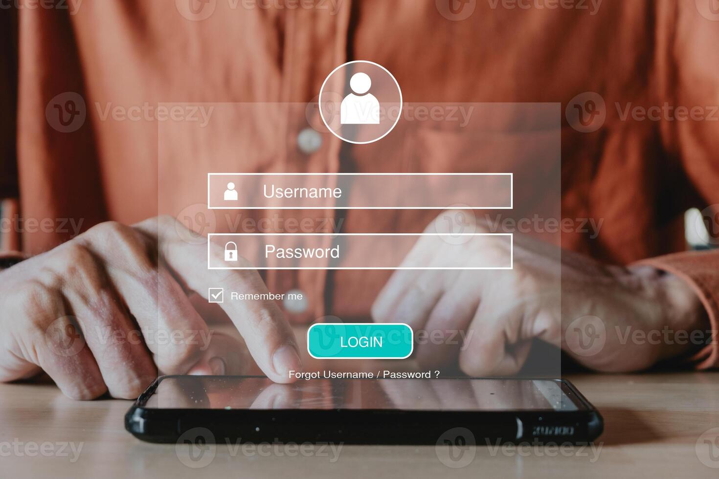 Man Hand Typing On Keyboard With Login And Password On Screen Display