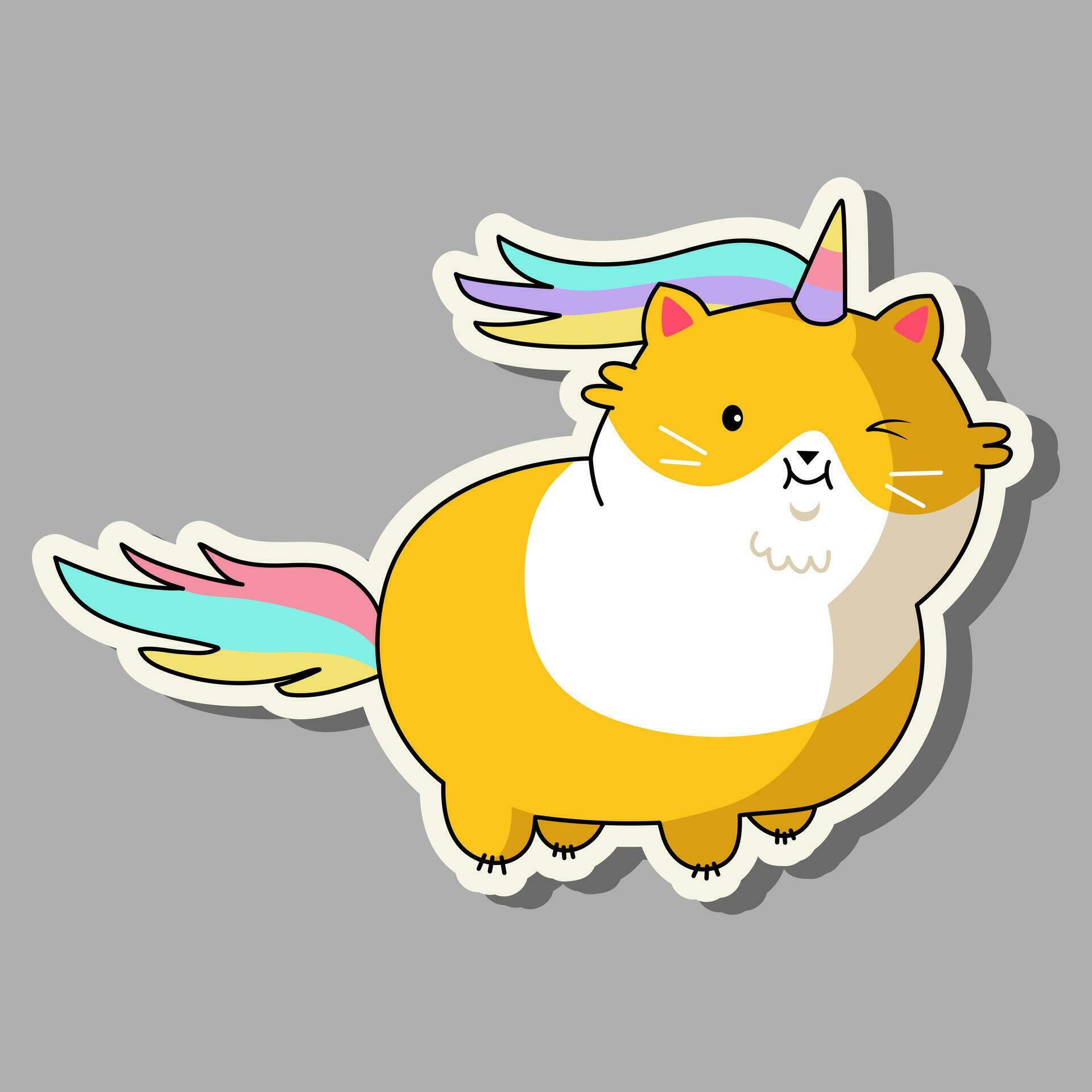 Cute Cat In Kawaii Style Cartoon Cat Unicorn Vector Illustration Unicorn 30199037 Vector Art