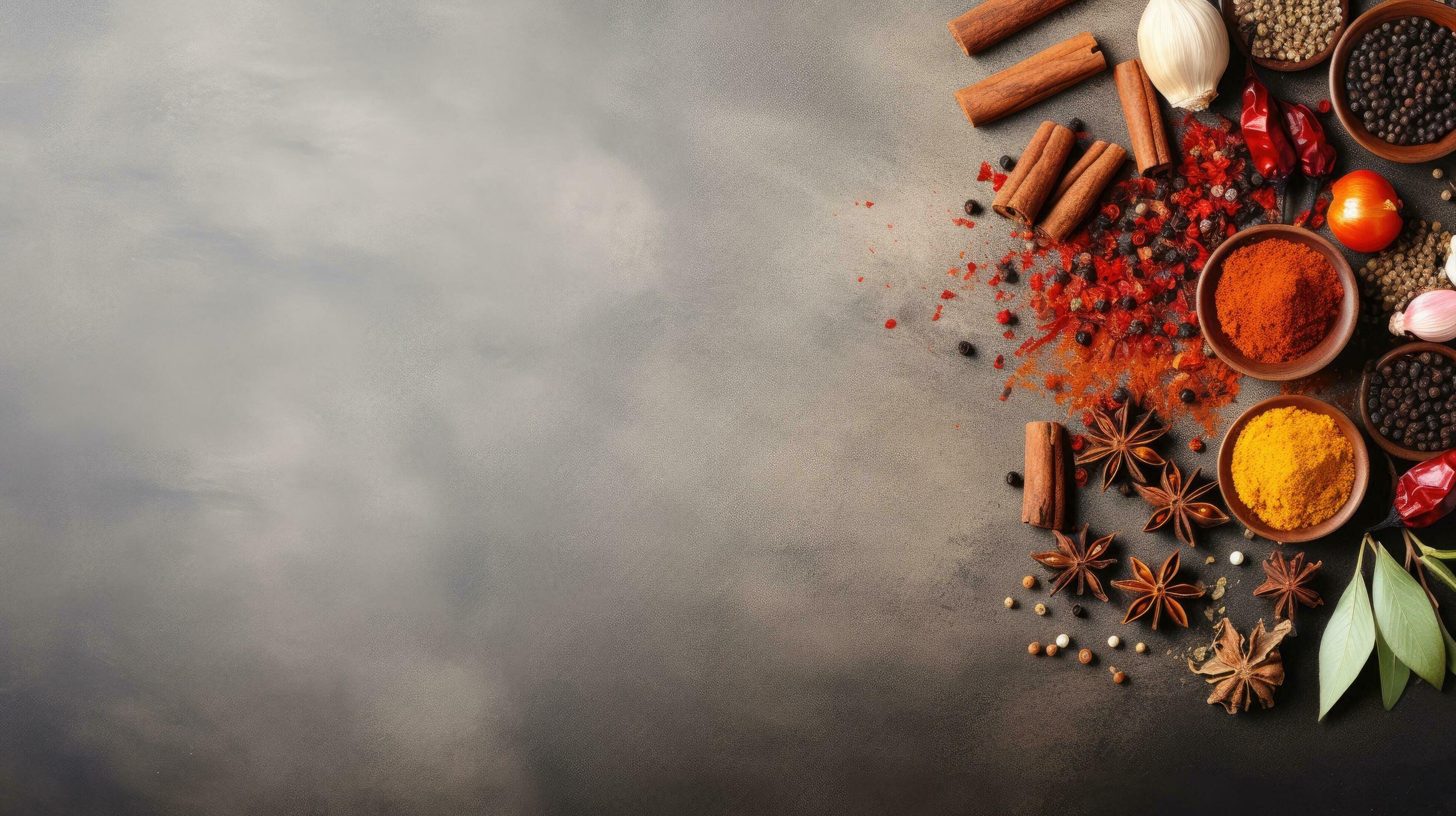 Different spices. Web banner with copy space. Generative AI 30200774 Stock Photo at Vecteezy